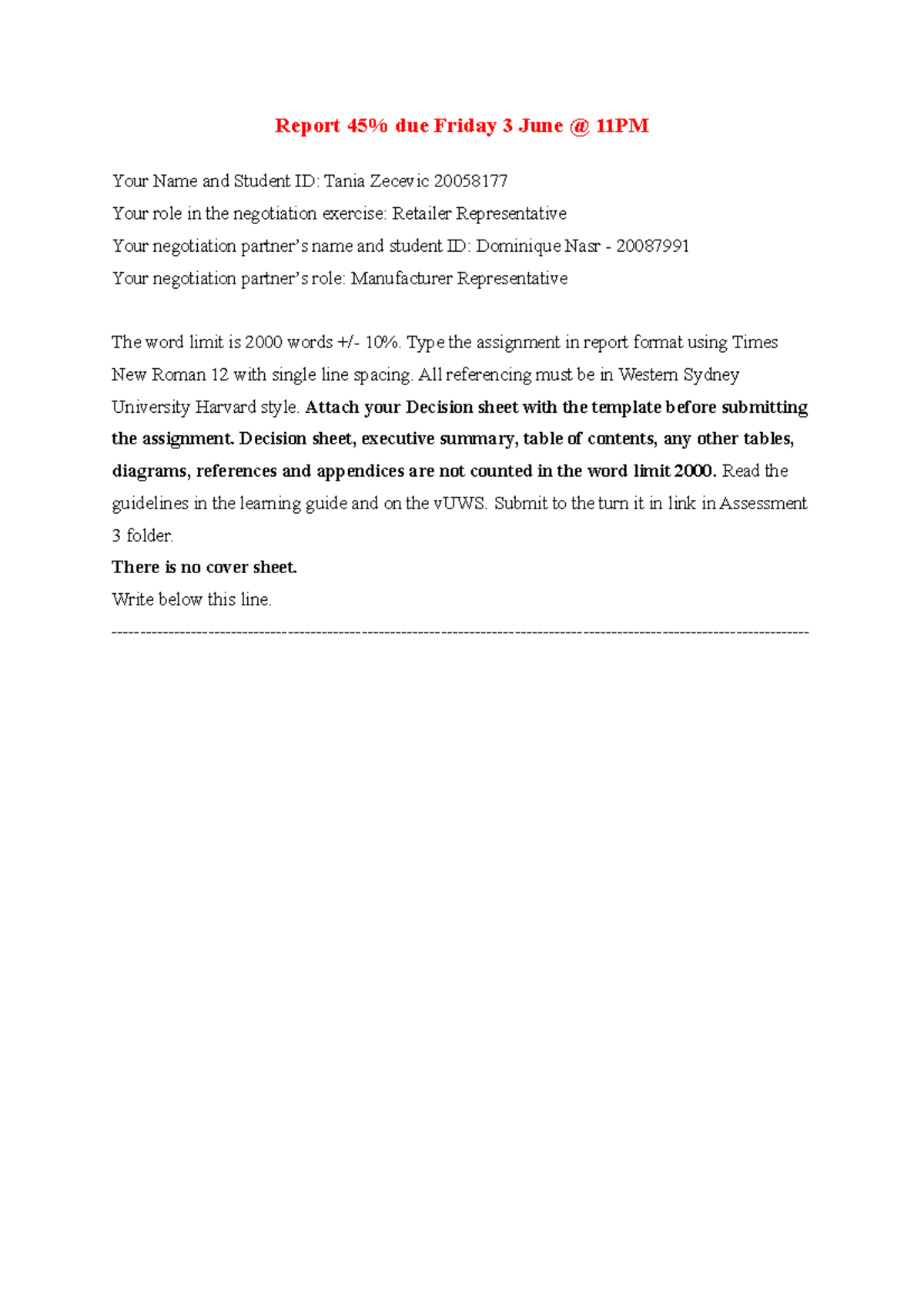 Report template(2) - b2b - Report 45% due Friday 3 June @ 11PM Your ...