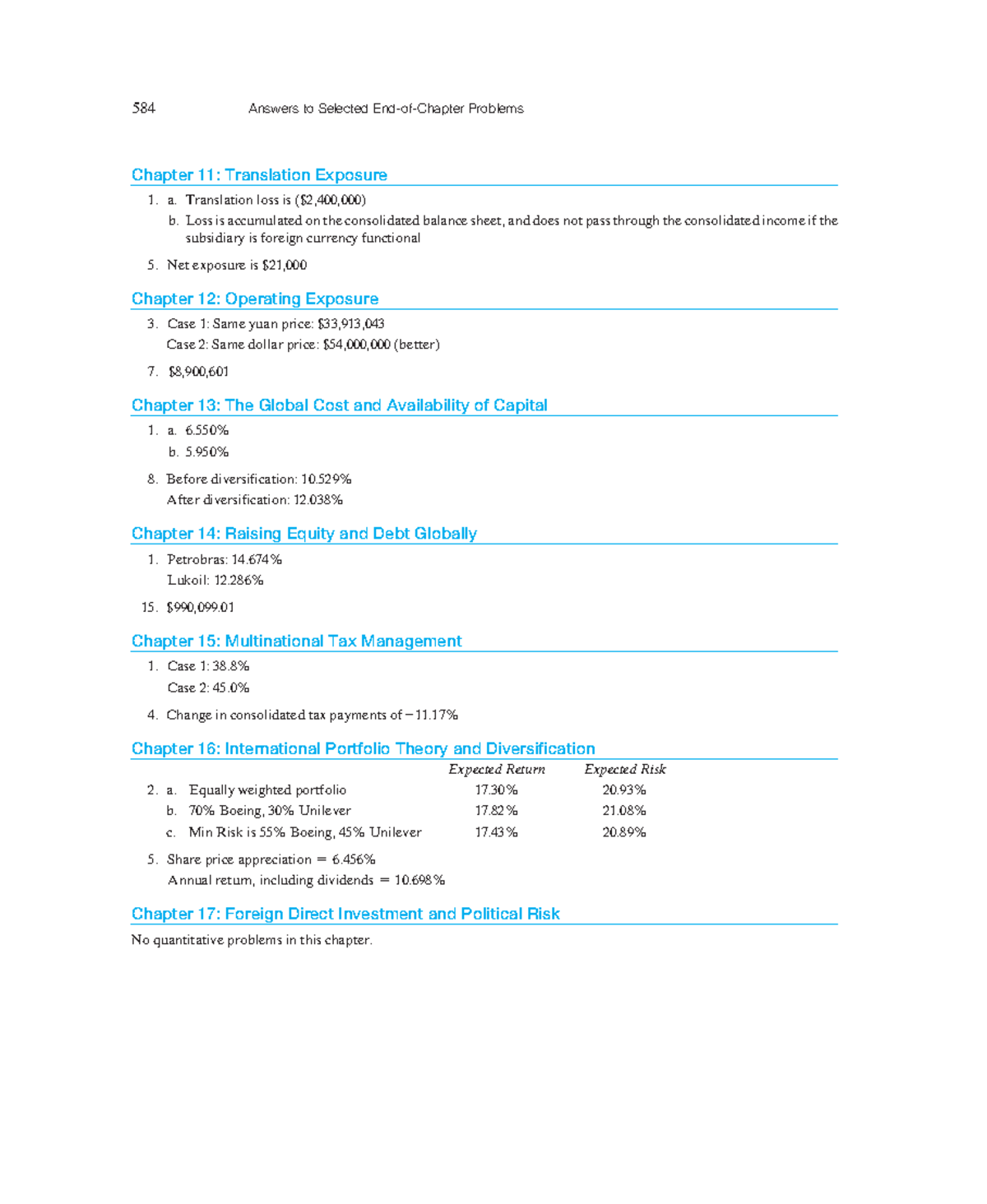 Multifunctional Finance Management-152 - 584 Answers to Selected End-of-Chapter Problems Chapter ...
