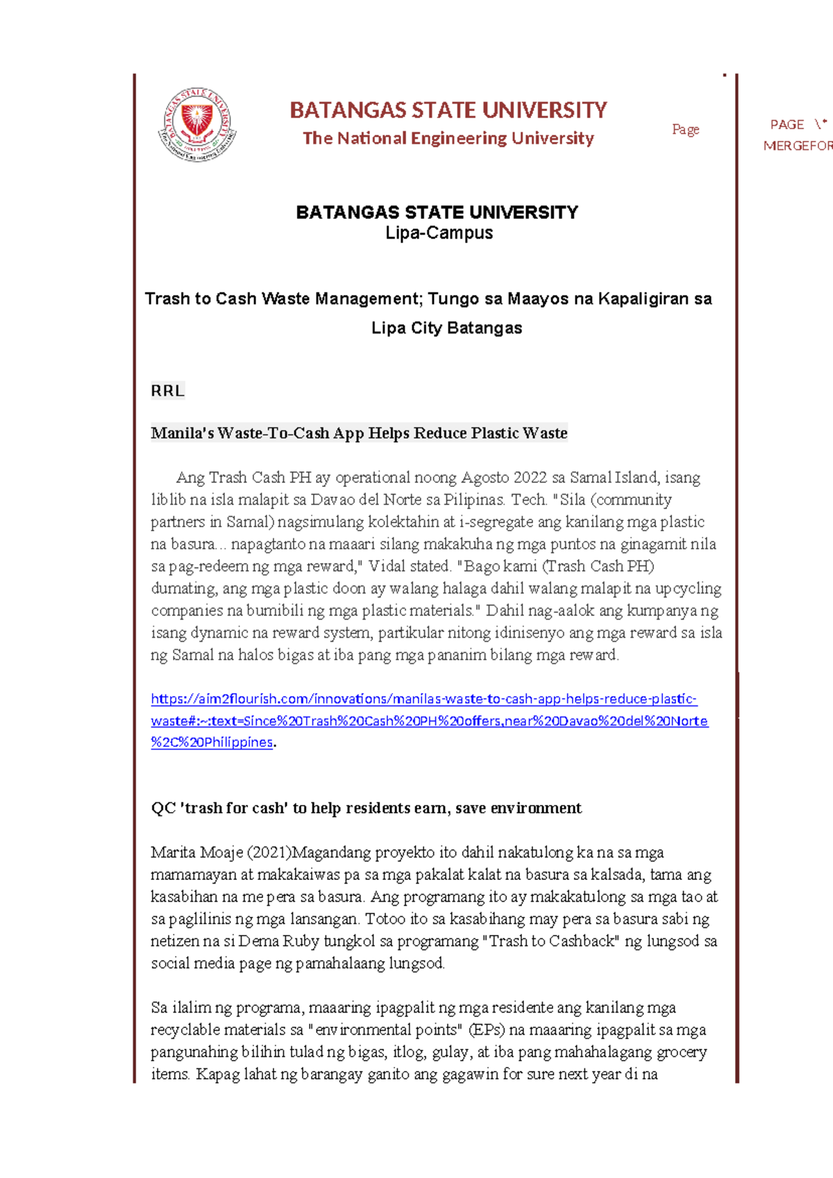 Ambag ni delen RRL - abs fas f s af as fasfasfa asf - PAGE * MERGEFOR BATANGAS STATE UNIVERSITY ...
