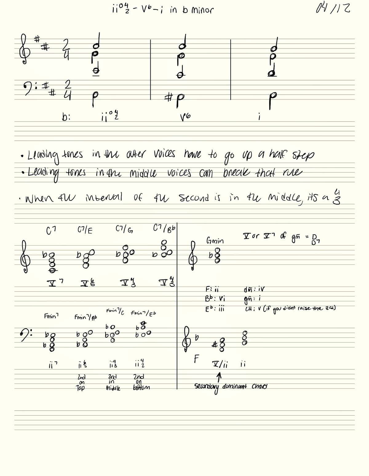 Music Theory B Notes - leading tones - Mus 3b - Studocu