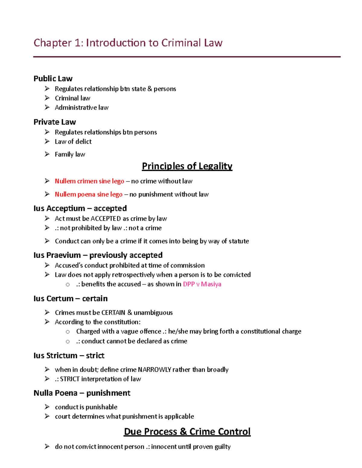 1. Intro to Crim Law - Lecture notes - Chapter 1: Introduction to ...
