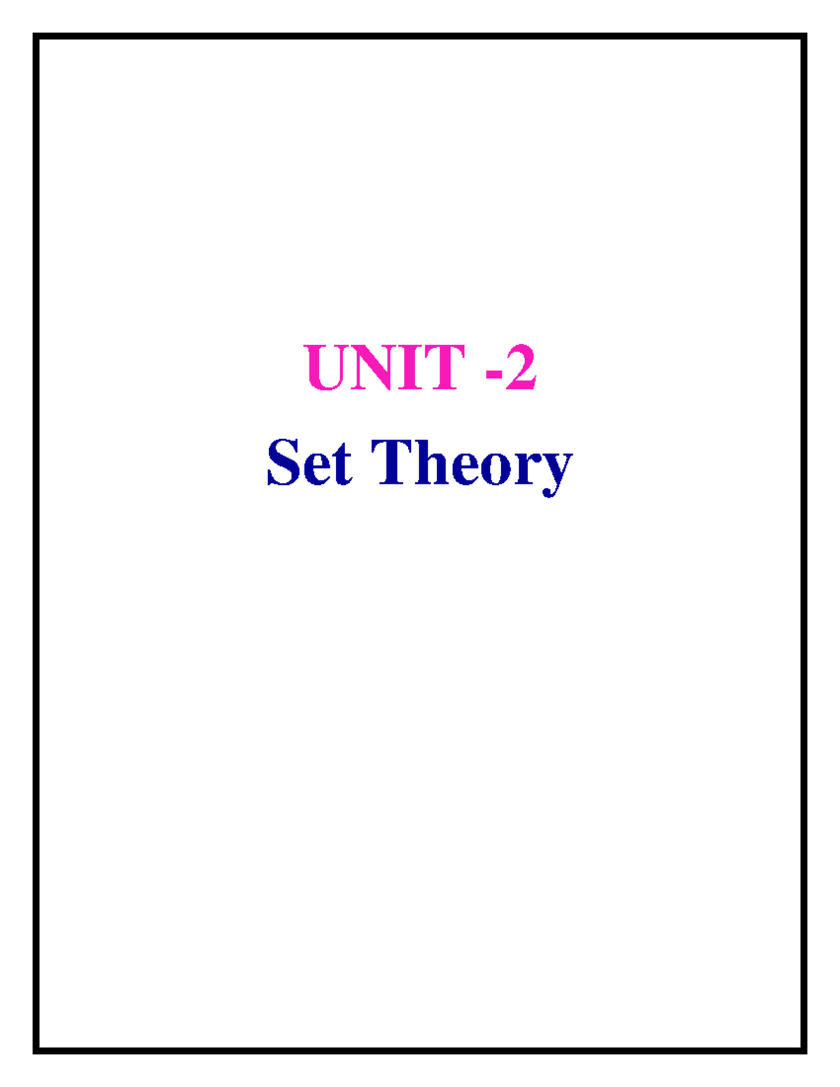 MFCS UNIT 2 NTA UNIT Set Theory 1 Basic Concepts Of Set Theory