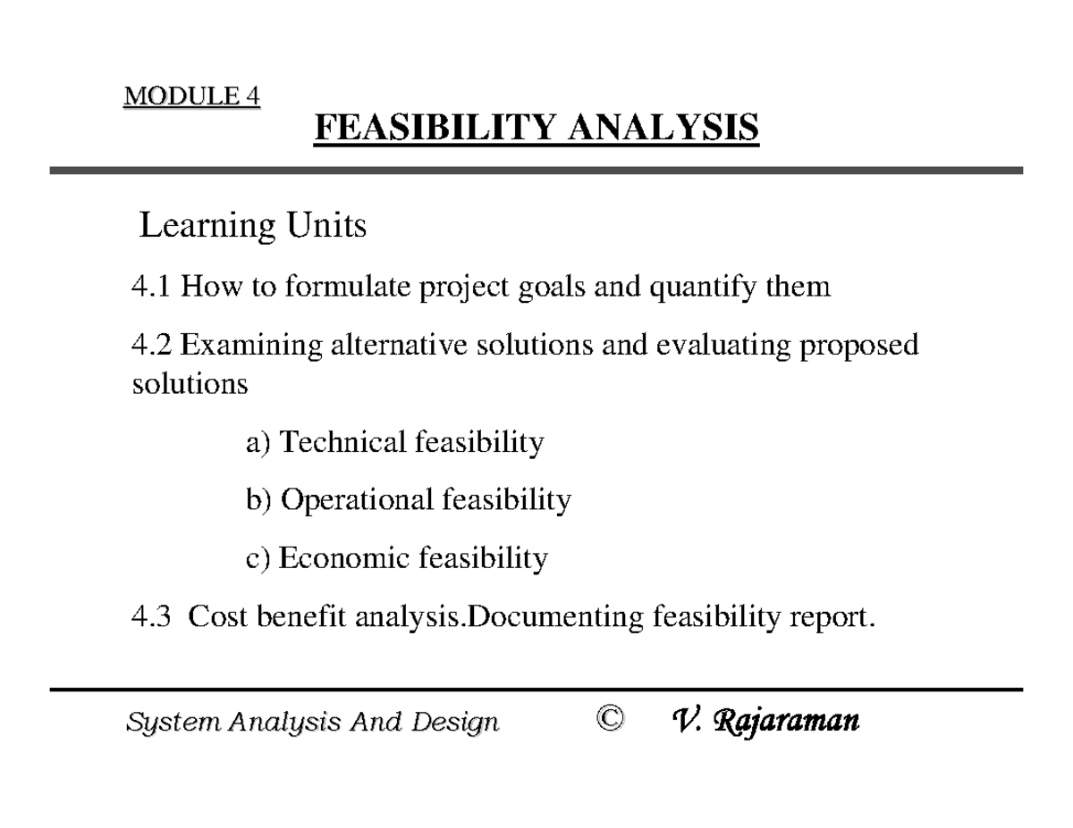 W4 Lesson 4 Feasibility Analysis Module System Analysis And Design System Analysis And