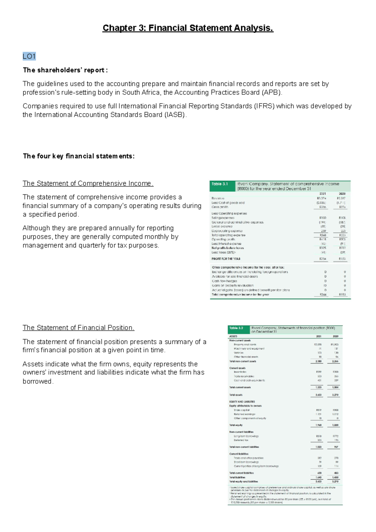 Chapter 3 - Financial Statements AND Ratio Analysis - Chapter 3 ...