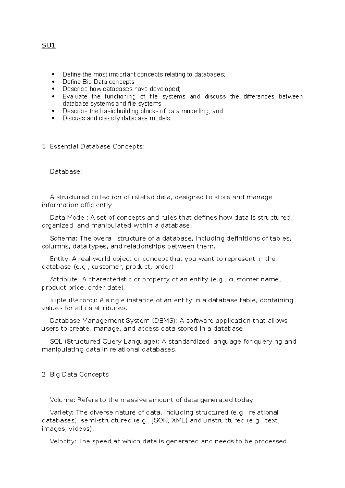 311 Exam - Outcomes - Basic summary of what to study for the exam. - SU ...