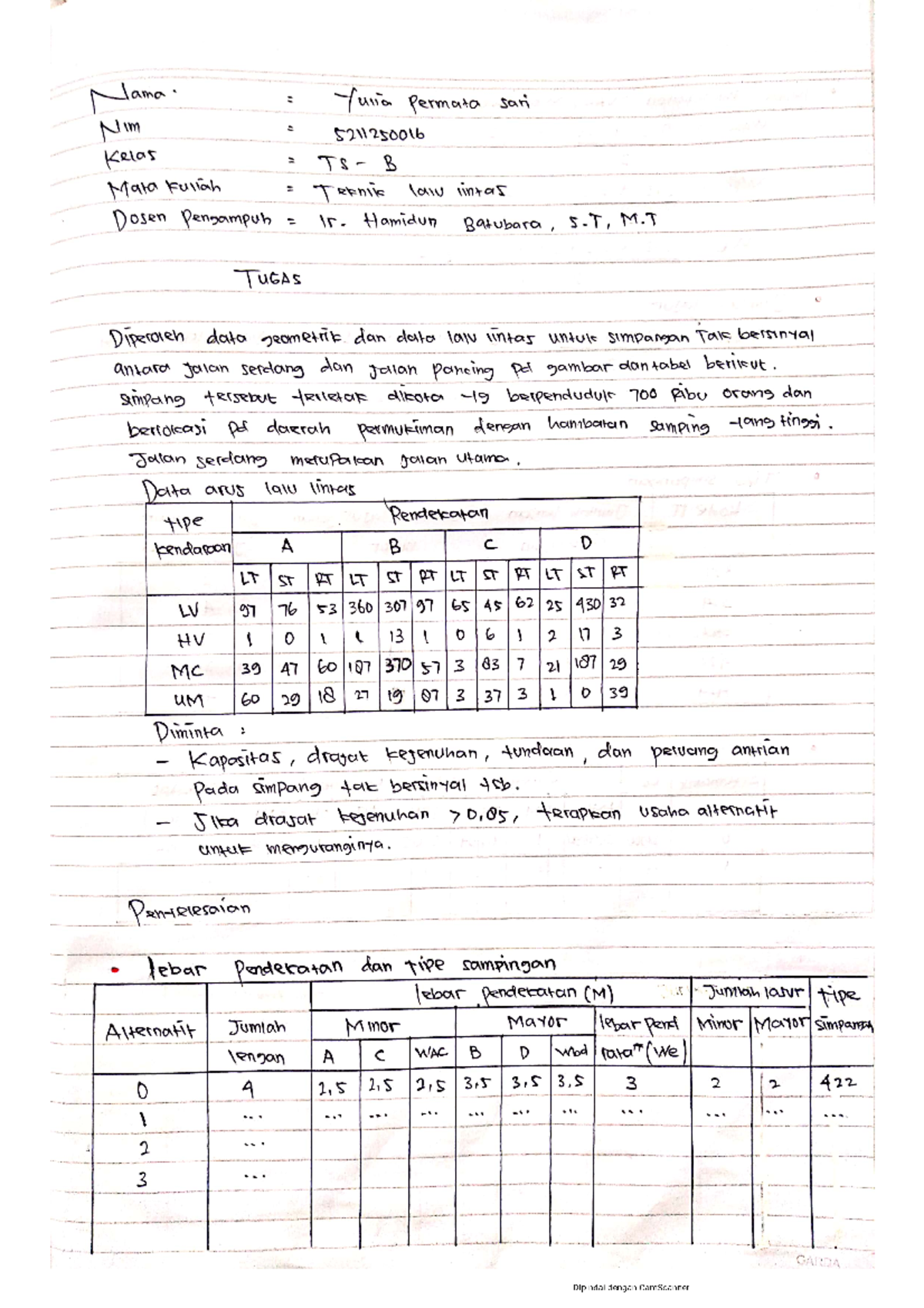 Latihan SOAL Simpang TAK Bersinyal - Tugas - Studocu