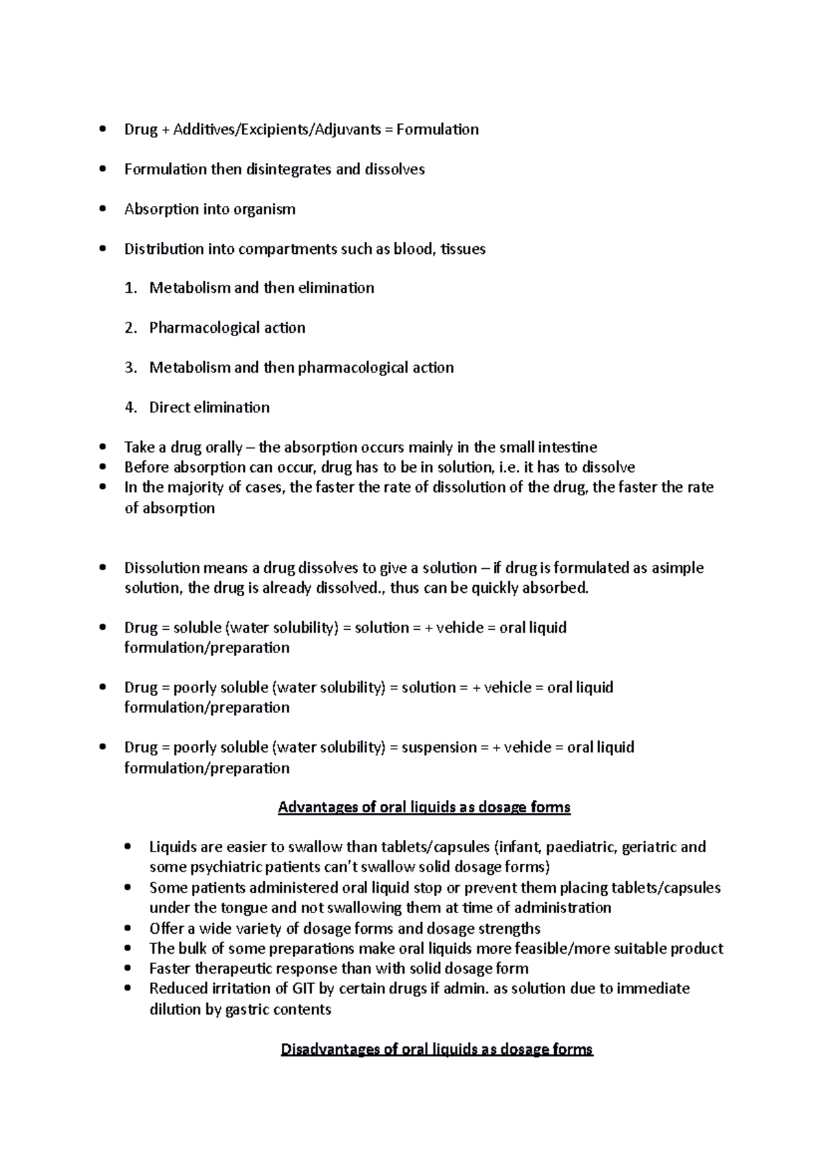 Formulations - first yr pharmacy - Drug + Additives/Excipients ...