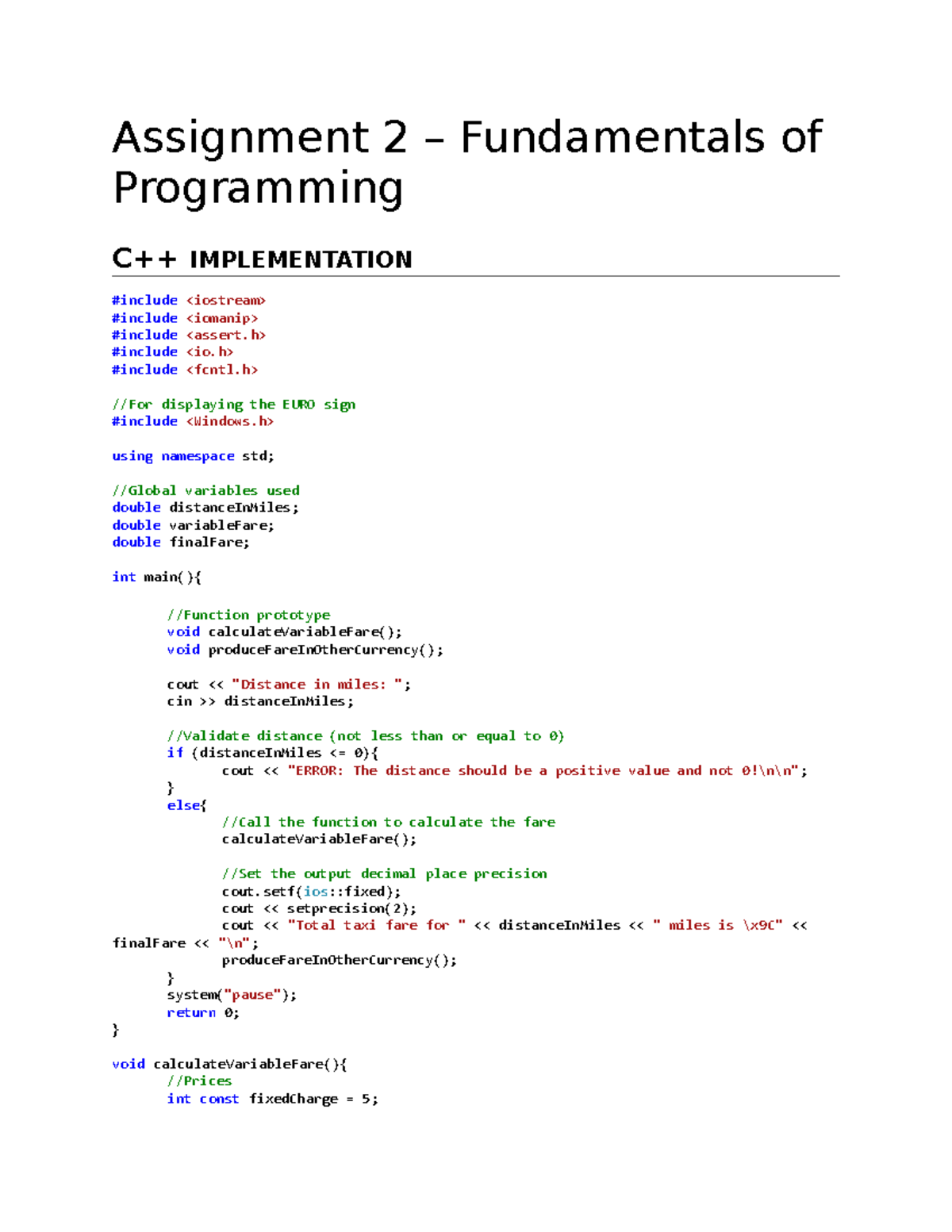 Fo P Hwk2 Rr Assignment 2 Assignment 2 Fundamentals Of Programming Implementation Displaying