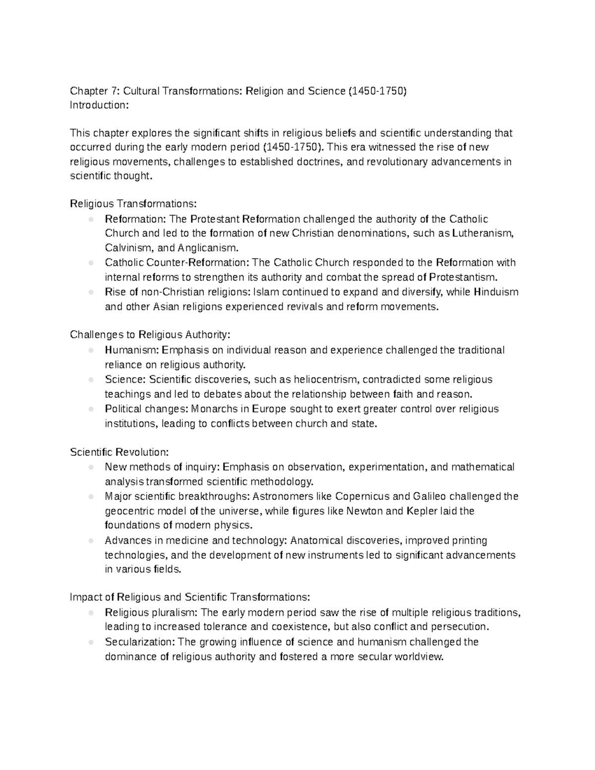 History chapter 7 study guide - Google Docs - Chapter 7: Cultural ...