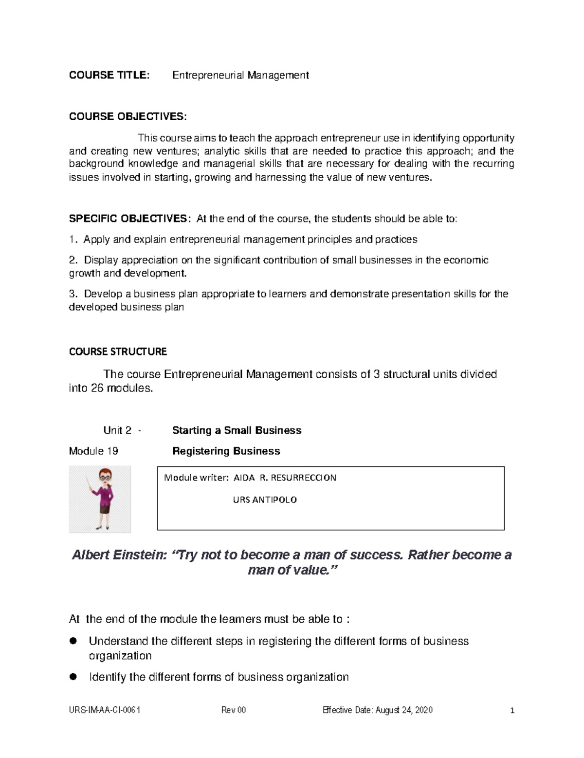 Registering Business. - COURSE TITLE: Entrepreneurial Management COURSE ...