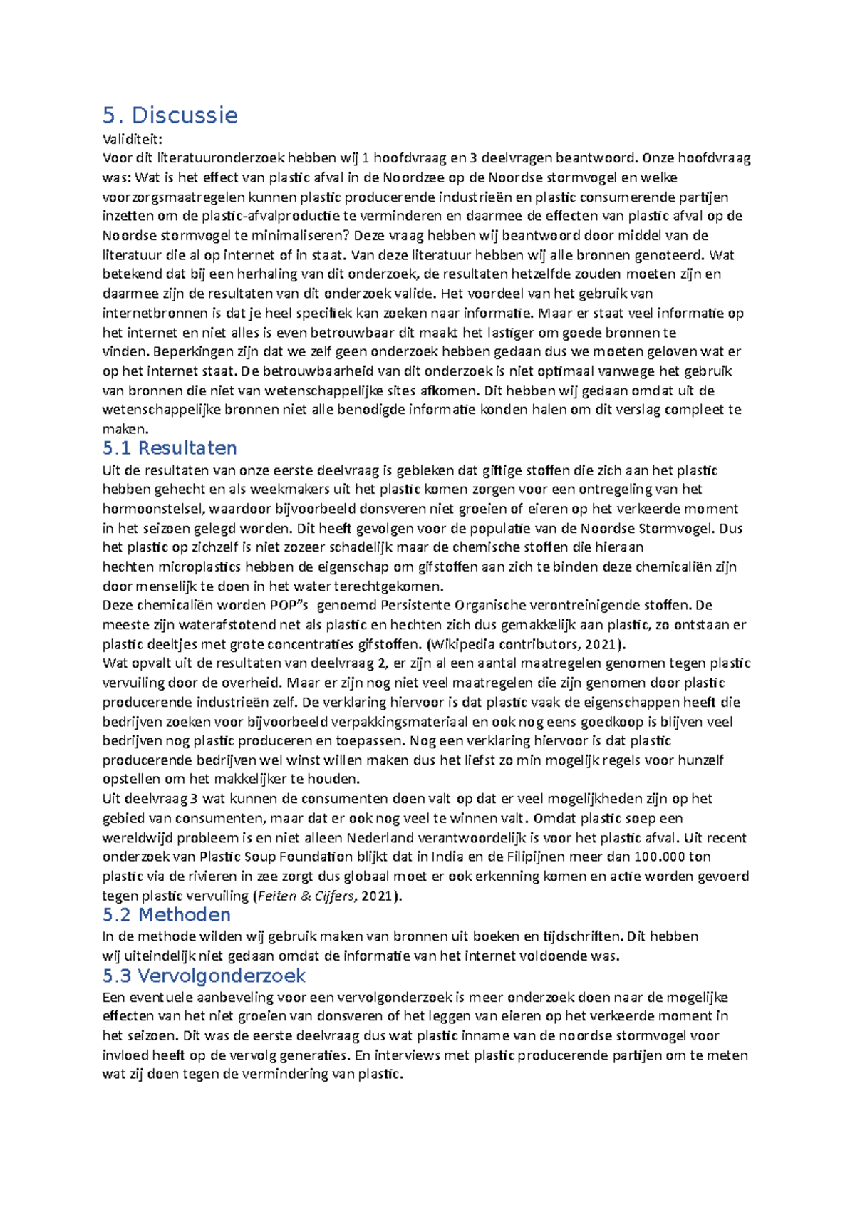 Discussie van literatuurverslag - Natuur en Waterbeheer - Studeersnel