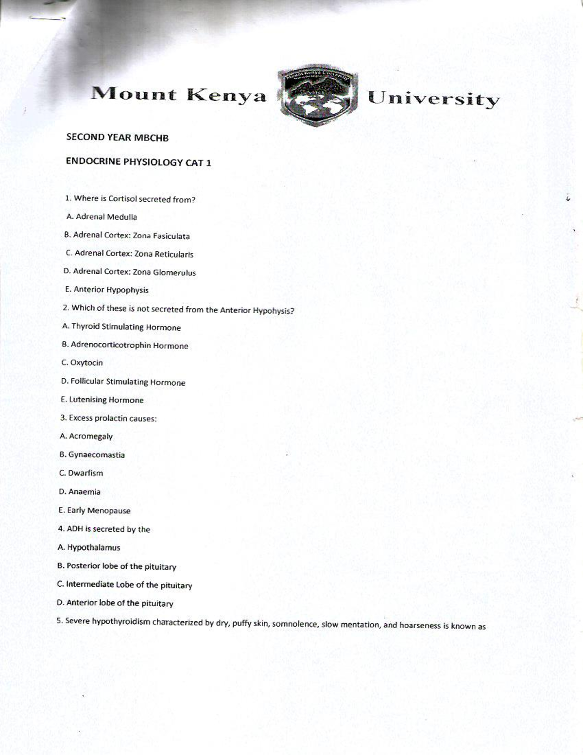 Endocr physio cat - Clinical medicine - Studocu