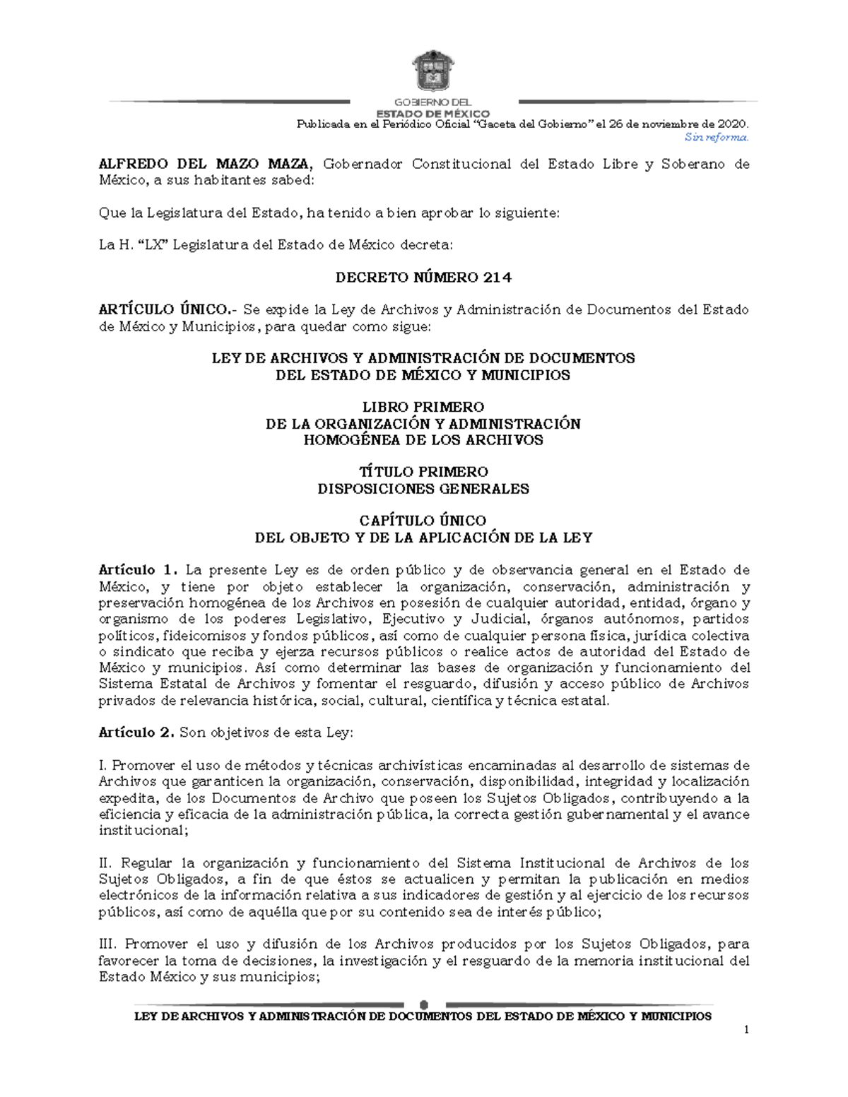 Ley de Archivos Estado de Mexico 281221 - Sin reforma. LEY DE ARCHIVOS Y ADMINISTRACI”N DE - Studocu