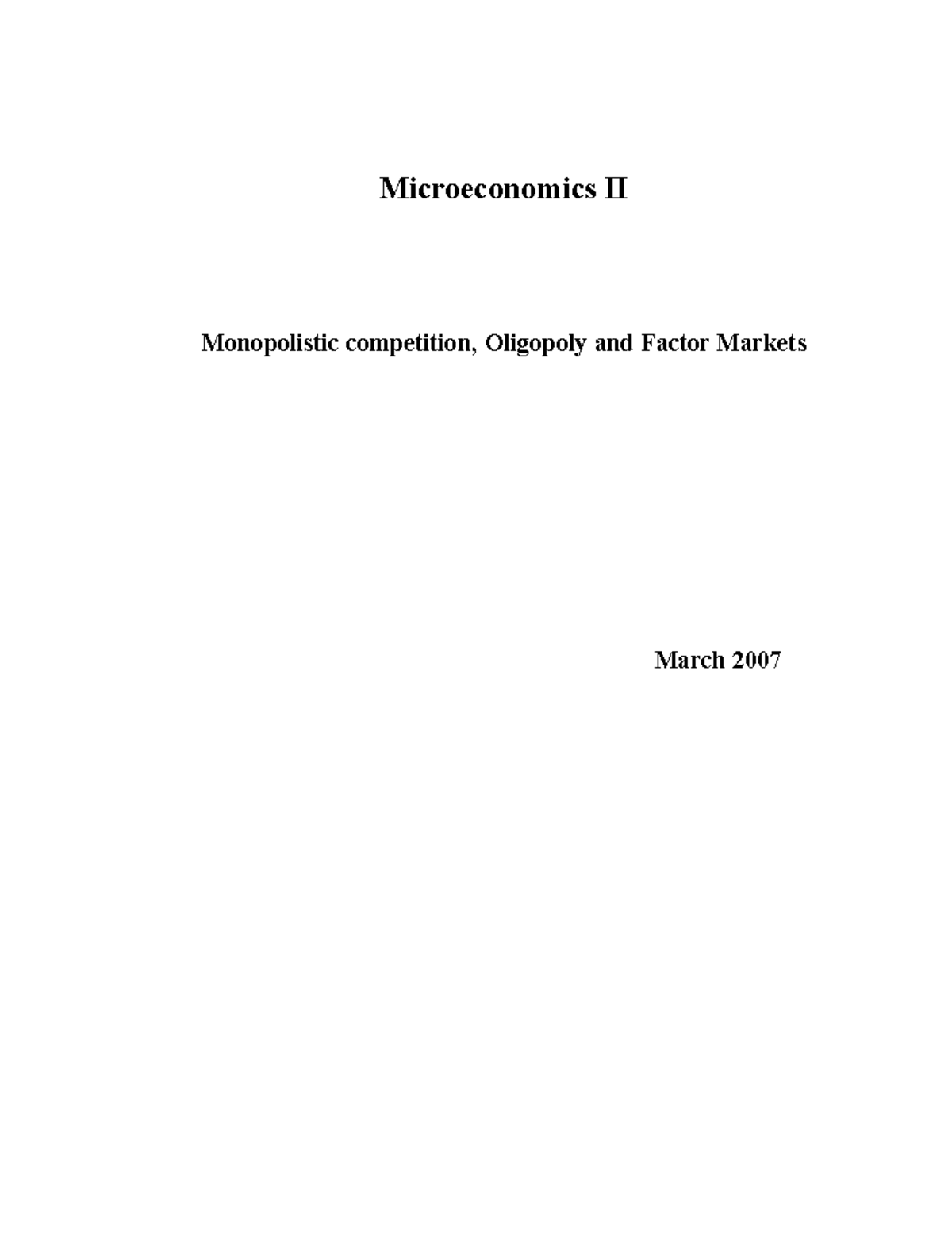 Microeconomics II-Module - Microeconomics II Monopolistic competition ...