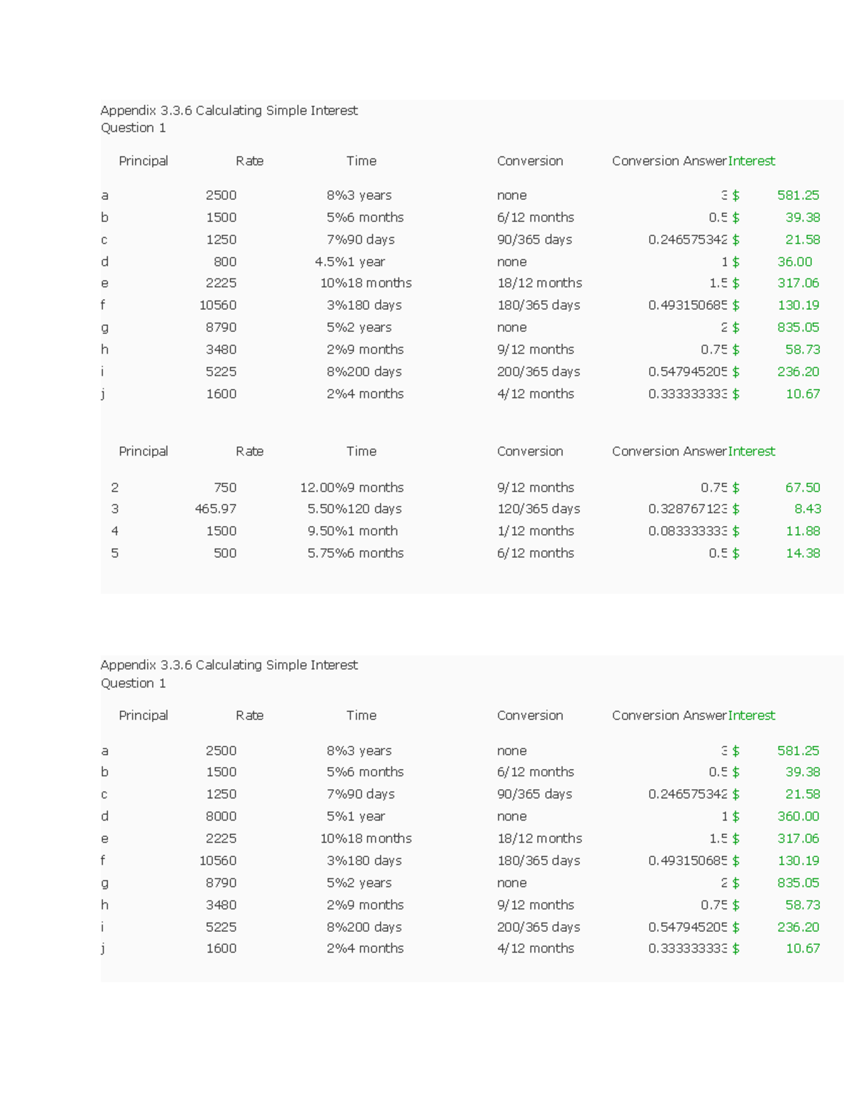Answers for the simple and compoud interest - Appendix 3.3 Calculating ...