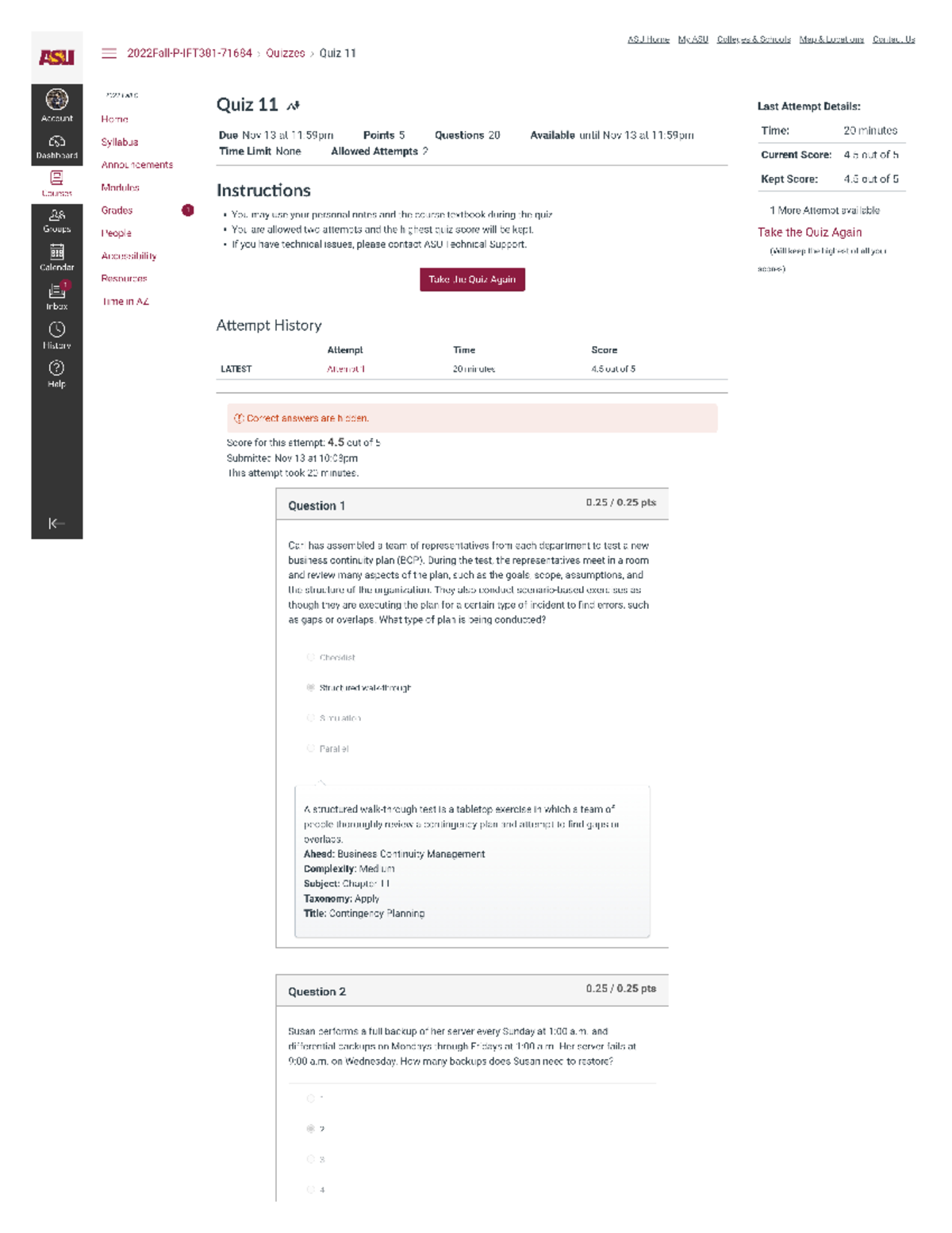 Module 11 quiz set 3 - IFT 481 - Studocu