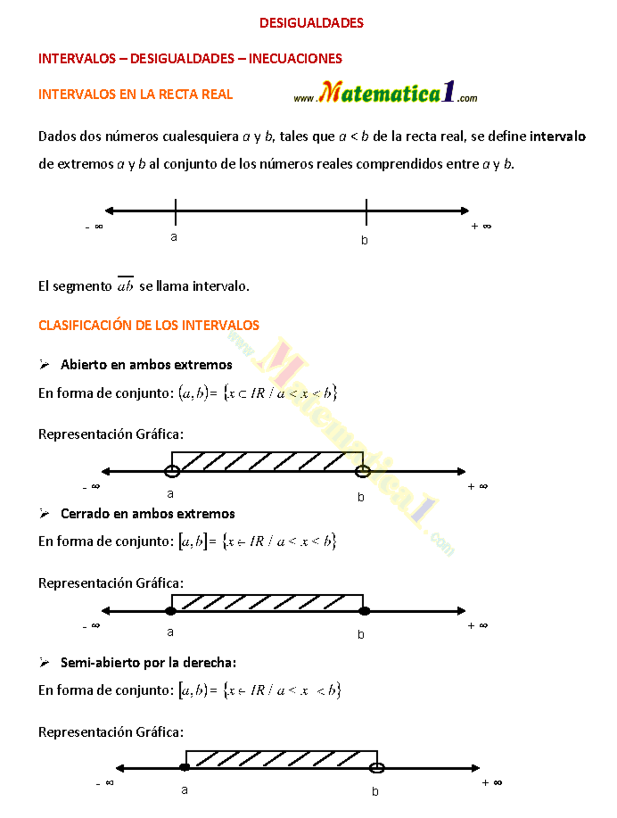 Inecuaciones PDF - DESIGUALDADES INTERVALOS DESIGUALDADES INECUACIONES INTERVALOS EN LA RECTA ...