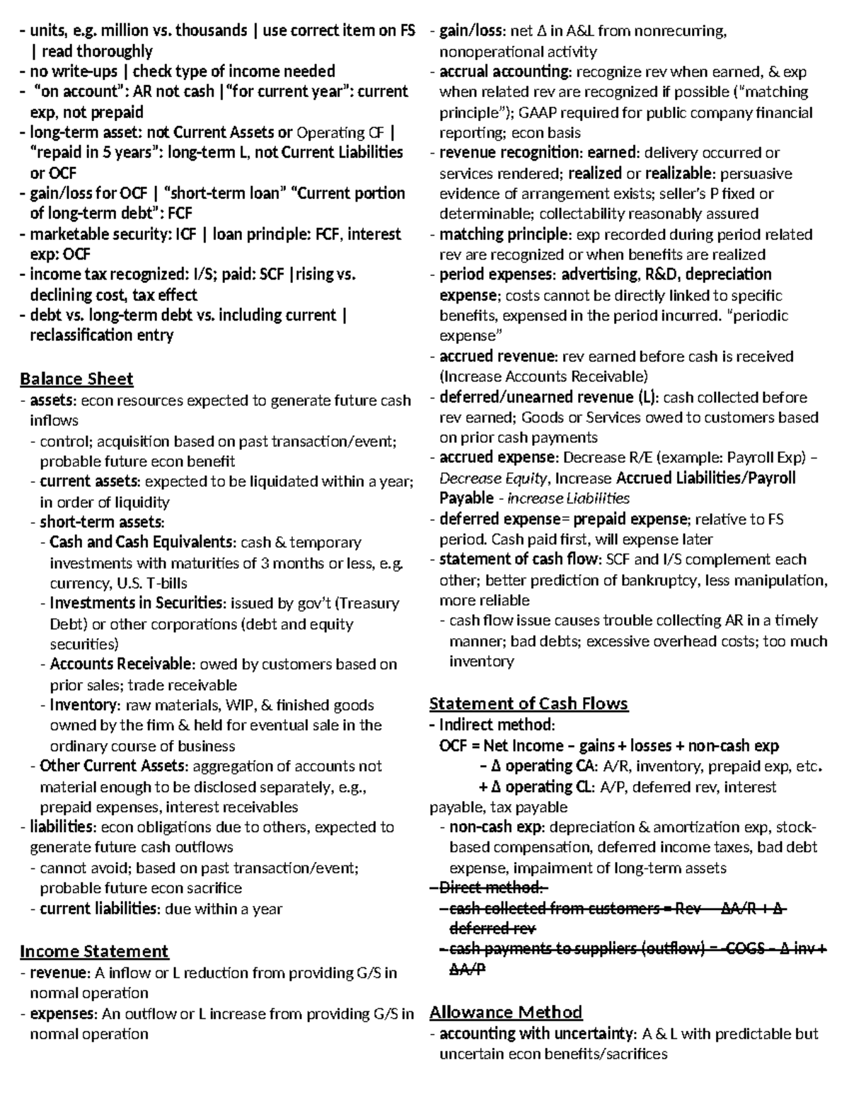 2024W MGMT 403 Final Formula Sheet - units, e. million vs. thousands | use correct item on FS ...