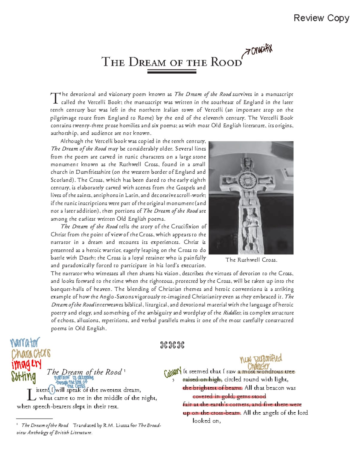 Dream of the Rood Annotated - The Ruthwell Cross. The Dream of the Rood ...