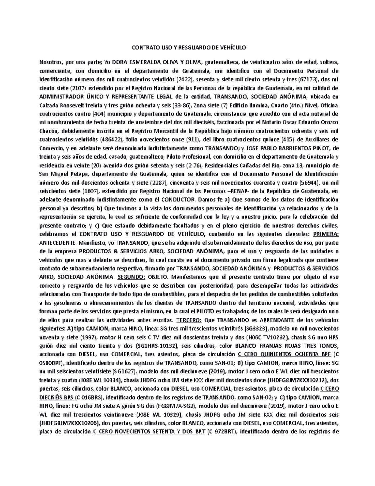Nuevo modelo de contrato de uso y resguardo de vehiculo -nov 2018 ...