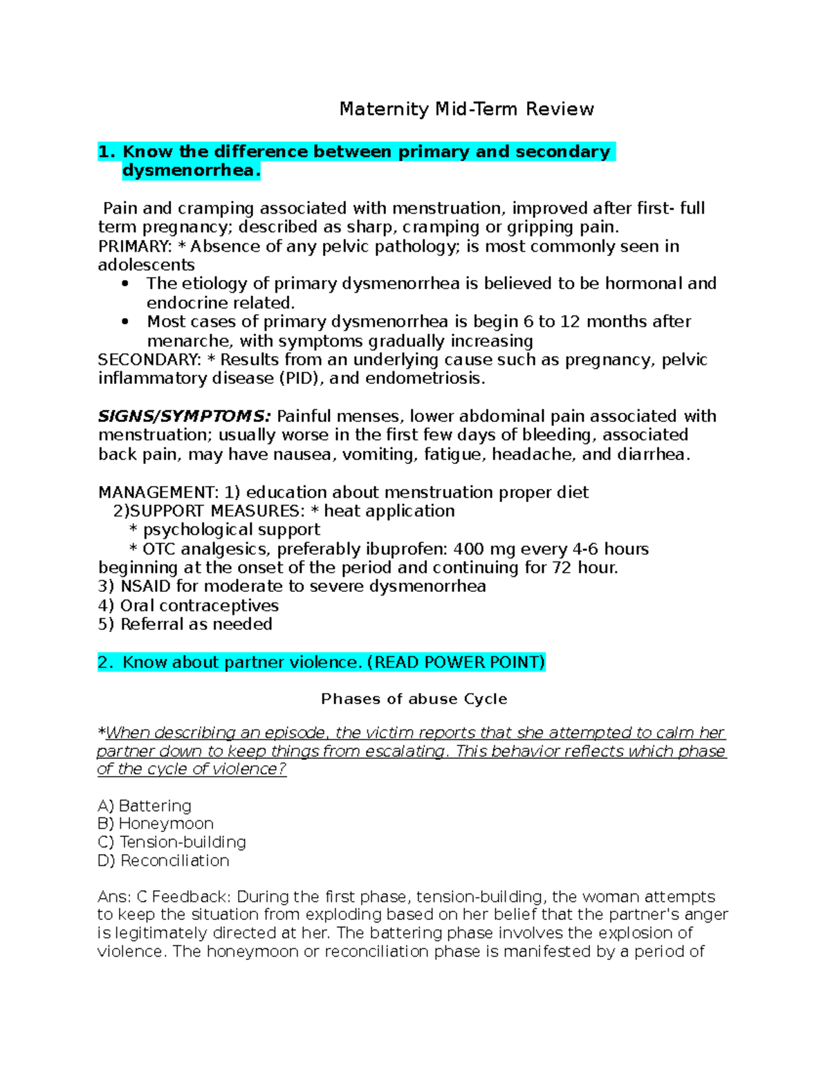 Maternity review - resume - Maternity Mid-Term Review Know the ...