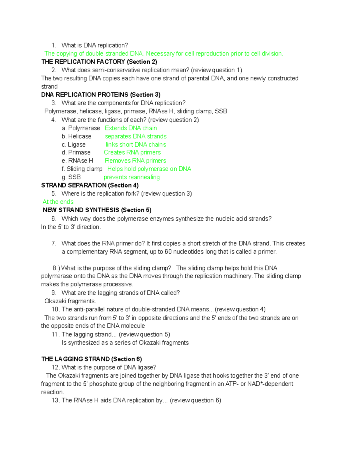 Biology jagger - DNA notes - What is DNA replication? The copying of ...