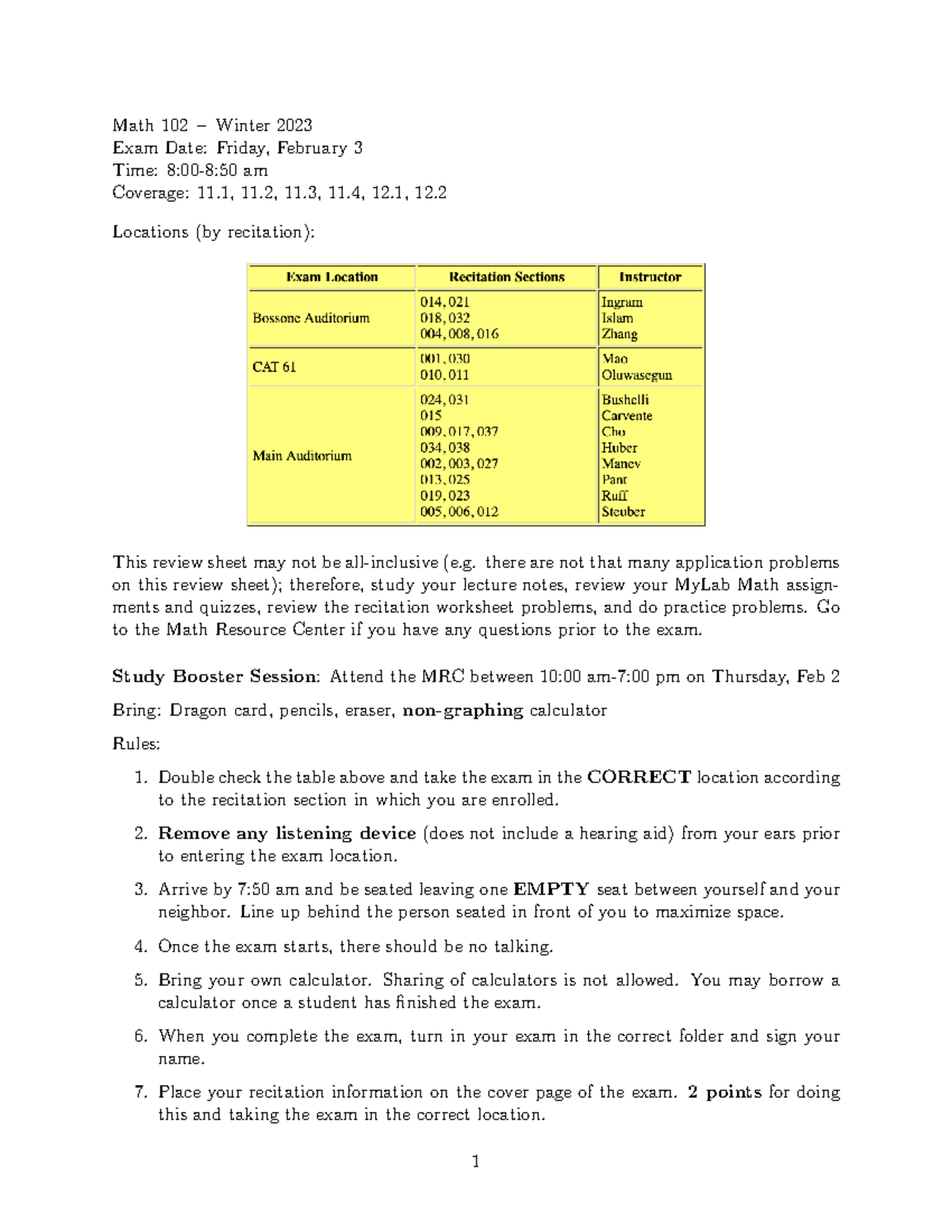 MATH 102 X1 Review Sheet and Solutions Winter 2022-23 - Math 102 − ...