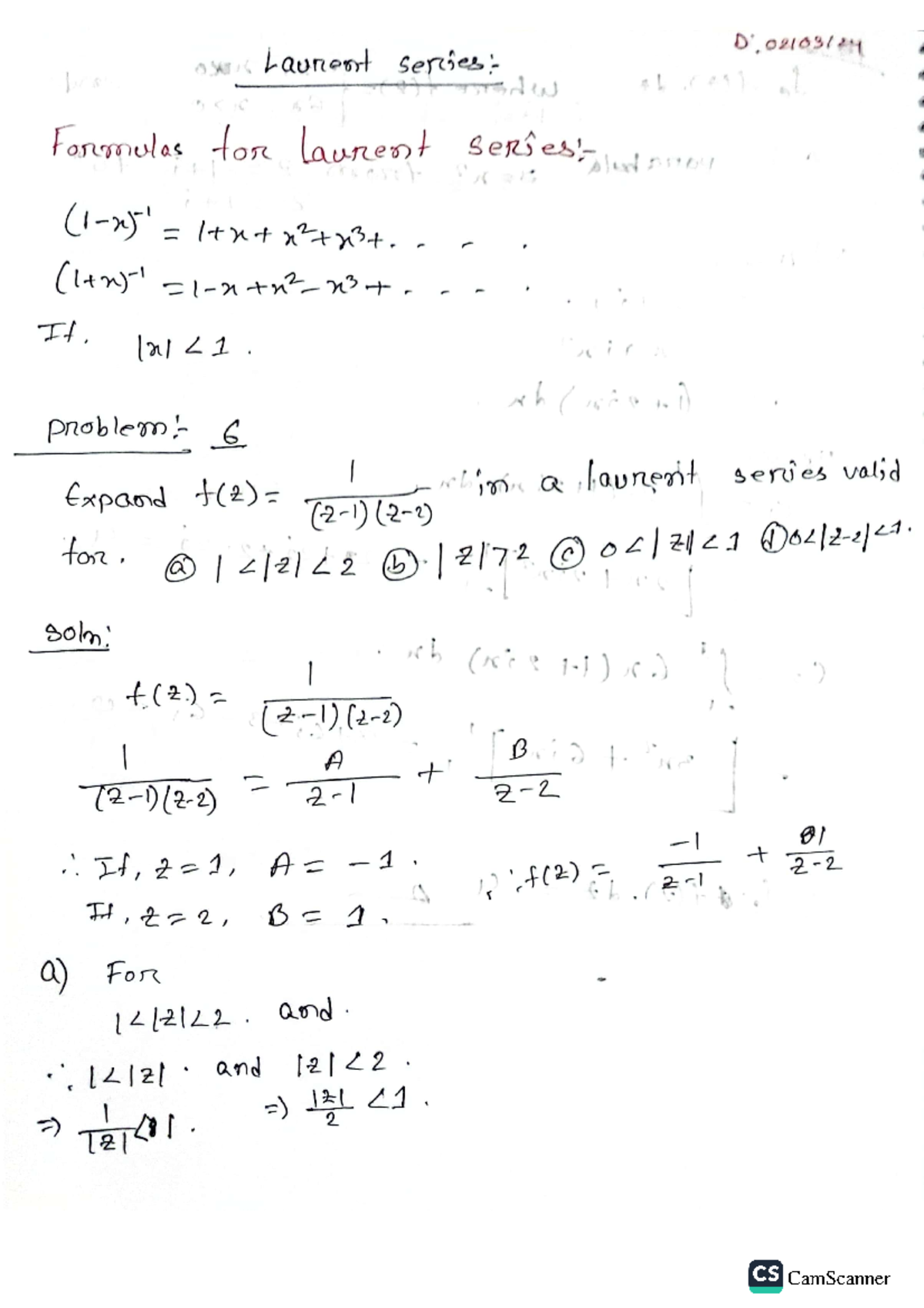 Ft M3 4 5 6 Summary Maths For Engineers Custom Book Source Book Laurent Series D02103144
