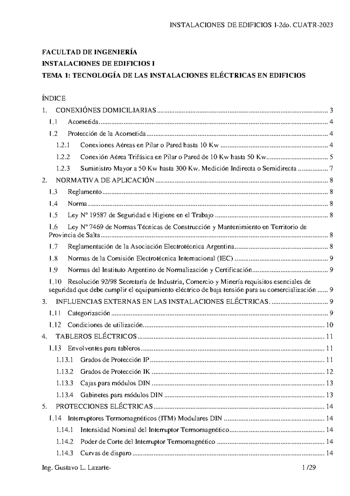 2023 IEI IC TEMA 2 - Tecnología de las instalaciones eléctricas en edificios - ####### FACULTAD ...