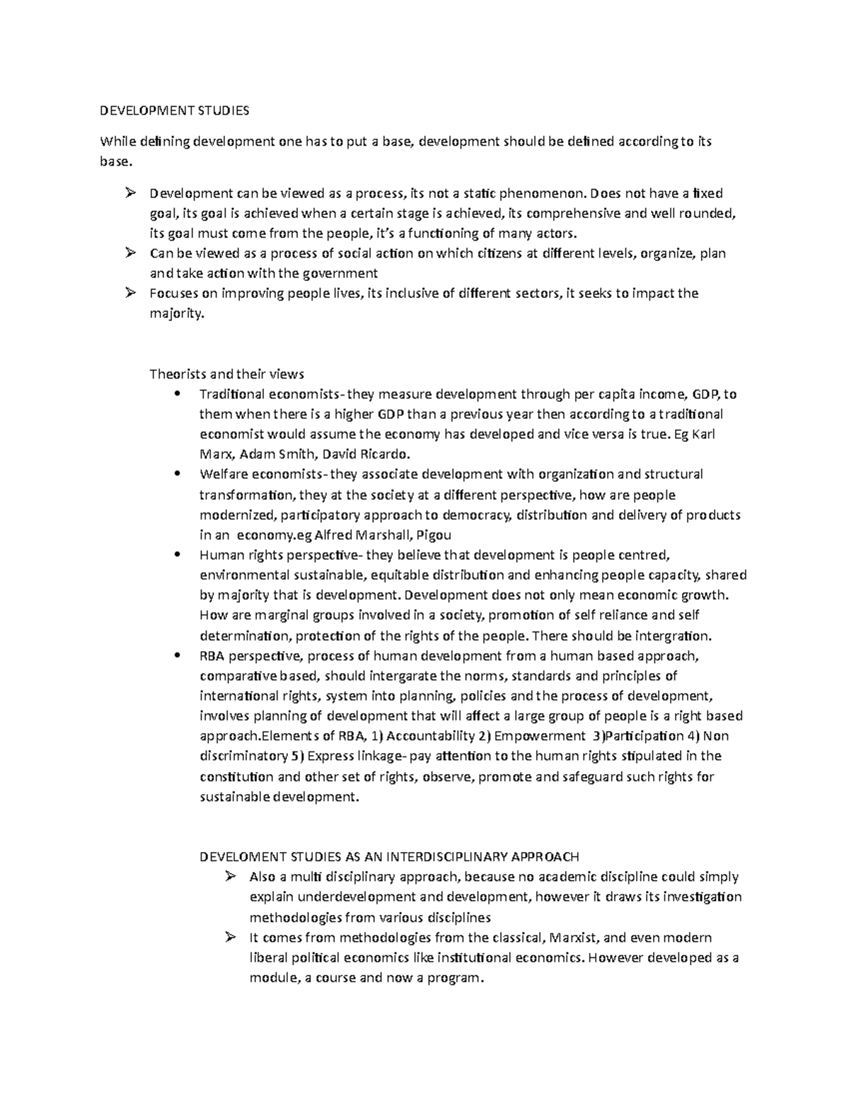 Development studies notes - DEVELOPMENT STUDIES While defining ...