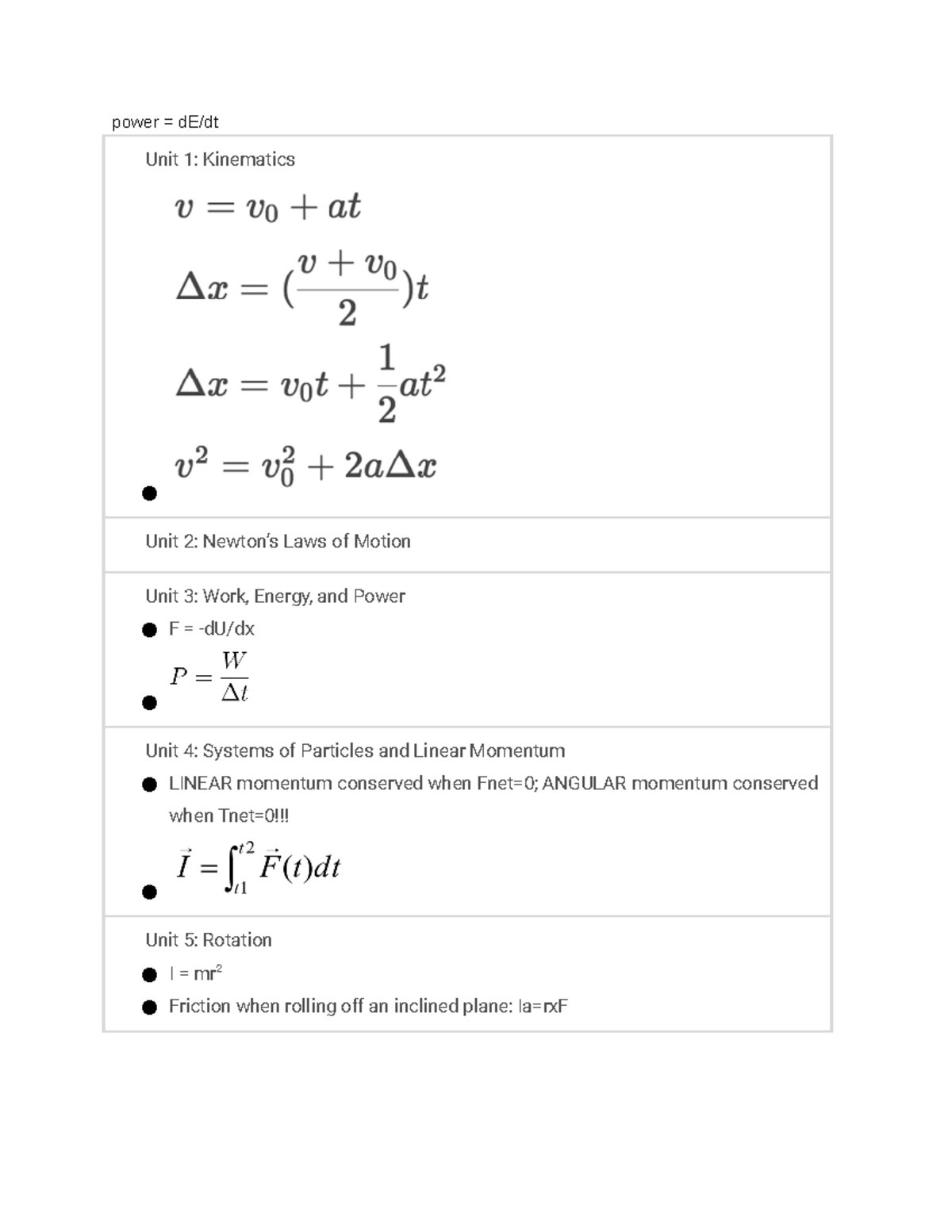 Calc-based comp - Class Notes from Class - 33 338 - power = dE/dt Unit ...