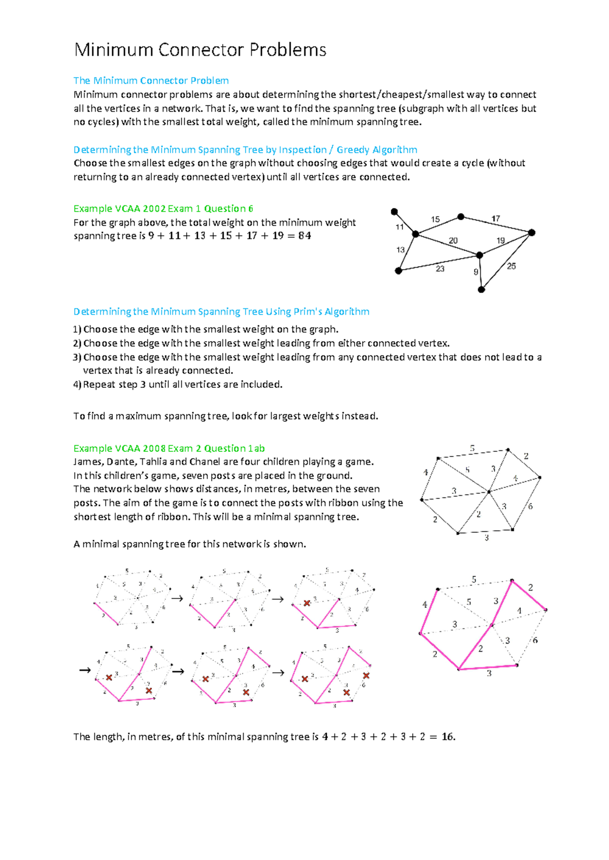 Minimum Connector Problems and Prim's Algorithm - The Minimum Connector ...