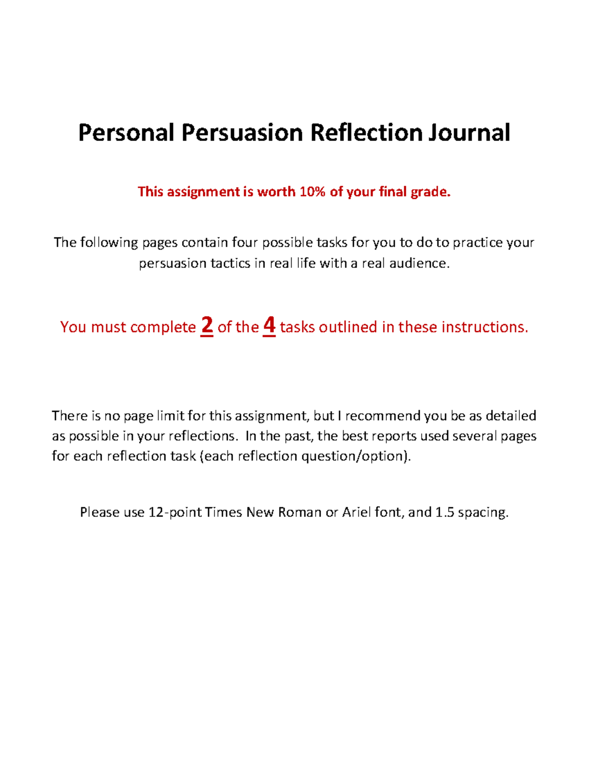 Reflection Journal Instructions - Mktg 3150 - MRU - Studocu