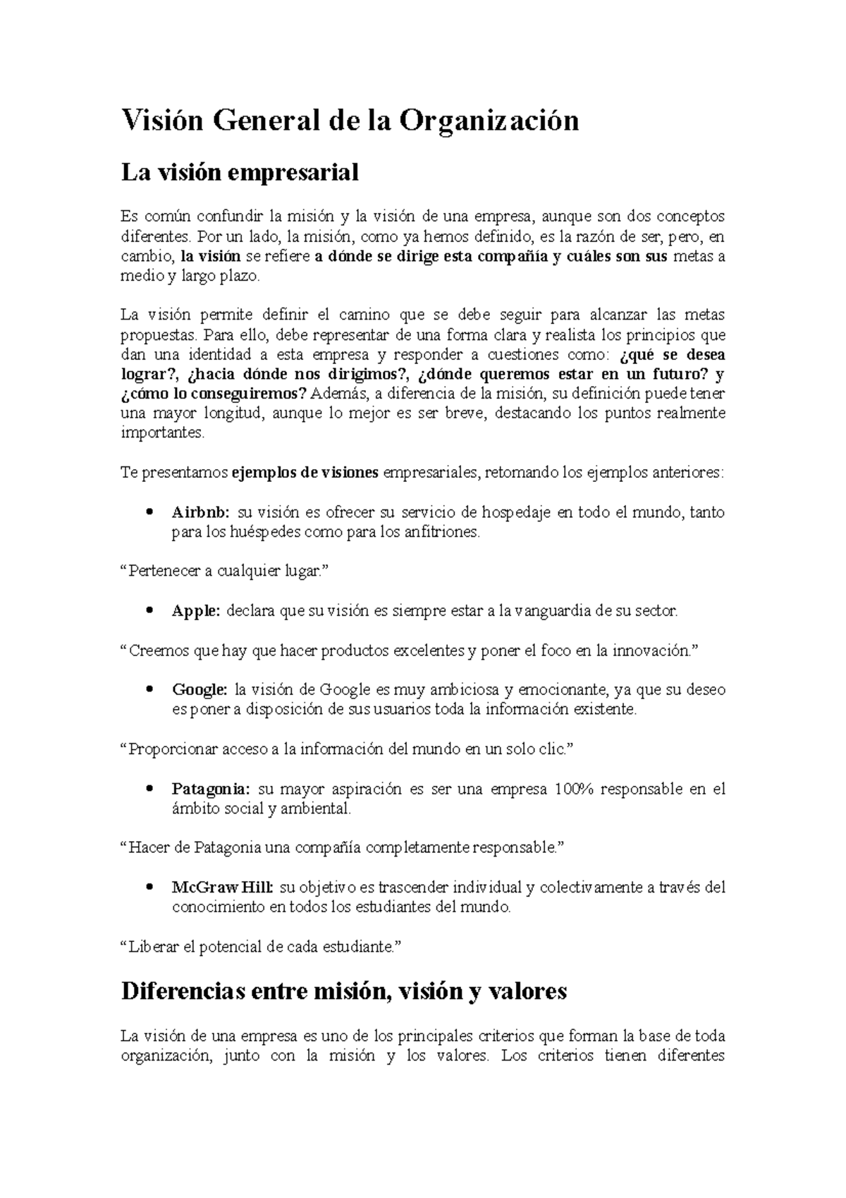 Visión General de la Organización - Visión General de la Organización ...