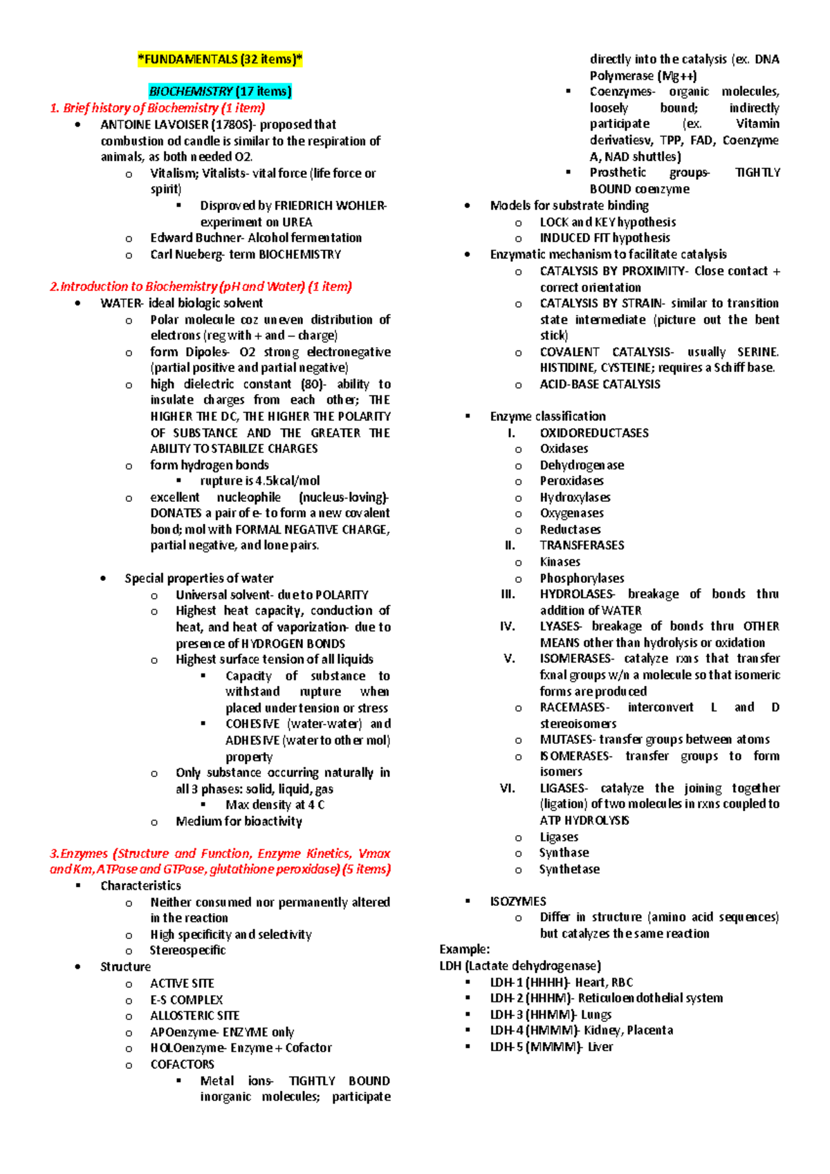 Compre- Reviewer - FUNDAMENTALS (32 items) BIOCHEMISTRY (17 items) 1 ...