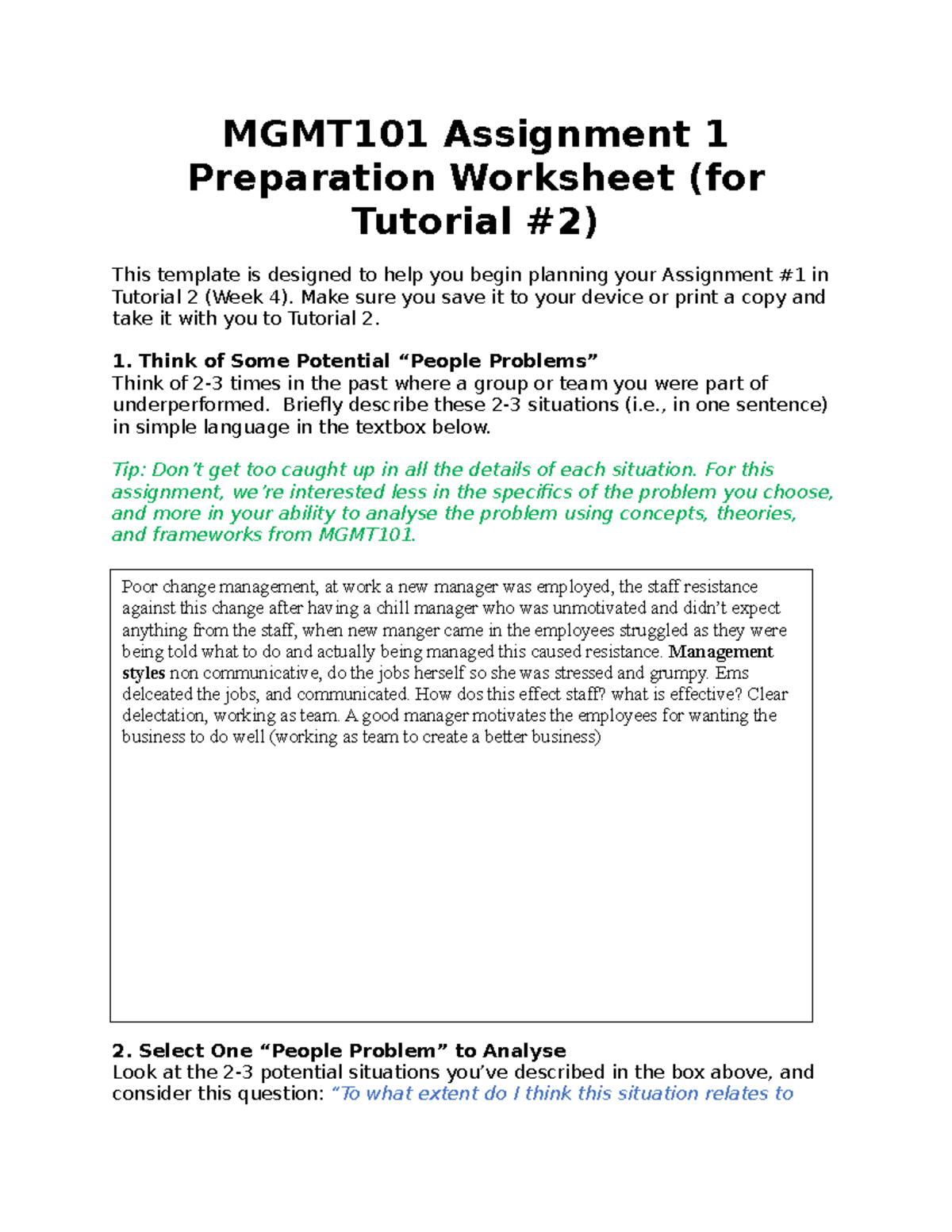 MGMT101 Assignment 1 - I got a B+ in this so close to A, rip. hopefully it helps - MGMT101 - Studocu