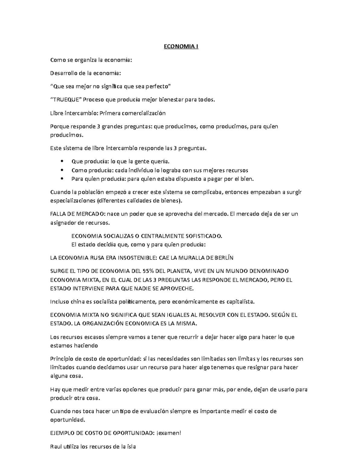 Economia I unidad 1 2 y 3 de la asignatura economia 1 - ECONOMIA I Como ...