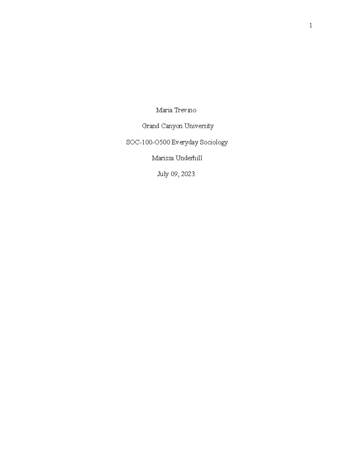 Deviant Essay - Maria Trevino Grand Canyon University SOC-100-O500 ...