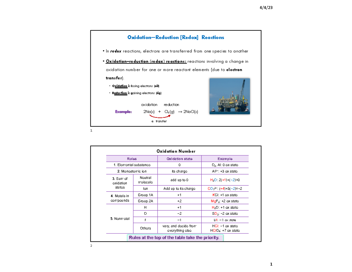 Chapter 9 part 2 - Oxidation−Reduction [Redox] Reactions In redox ...