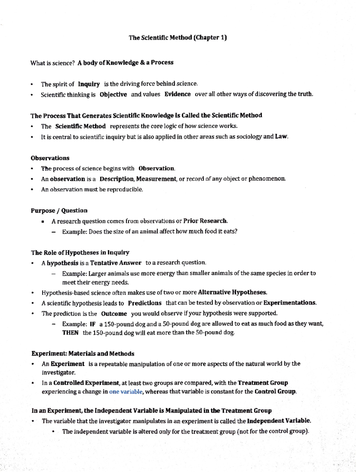 The Scientific Method Chapter 1 Page.1 - The Scientific Method (Chapter ...