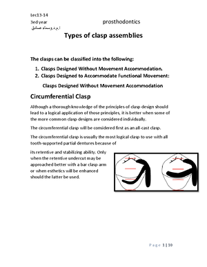 Lec.10 Types of clasp assemblies - Lec. 10 Prosthodontics فائزة. د ...