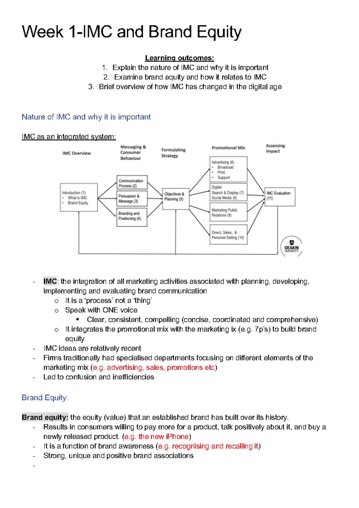 MMK295 IMC EXAM Notes - Warning: TT: undefined function: 32 Week 1-IMC ...