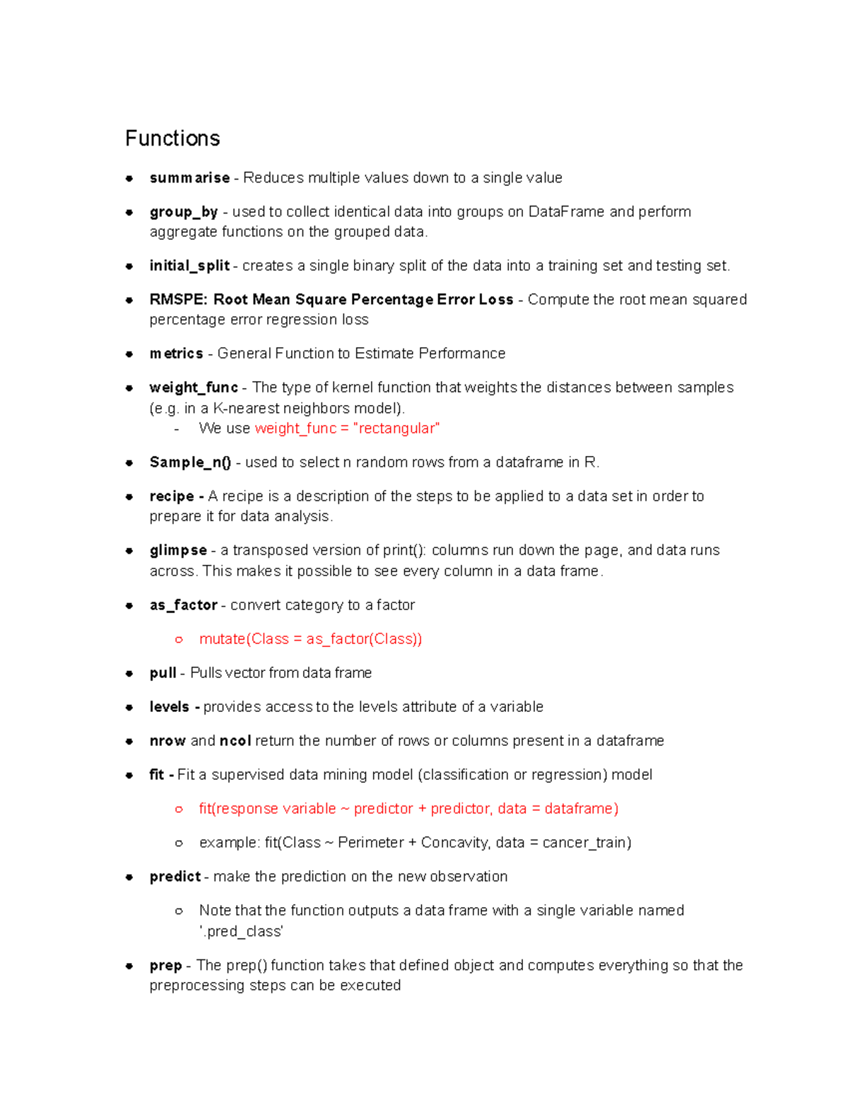 DSCI 100 - Notes - Functions summarise - Reduces multiple values down ...
