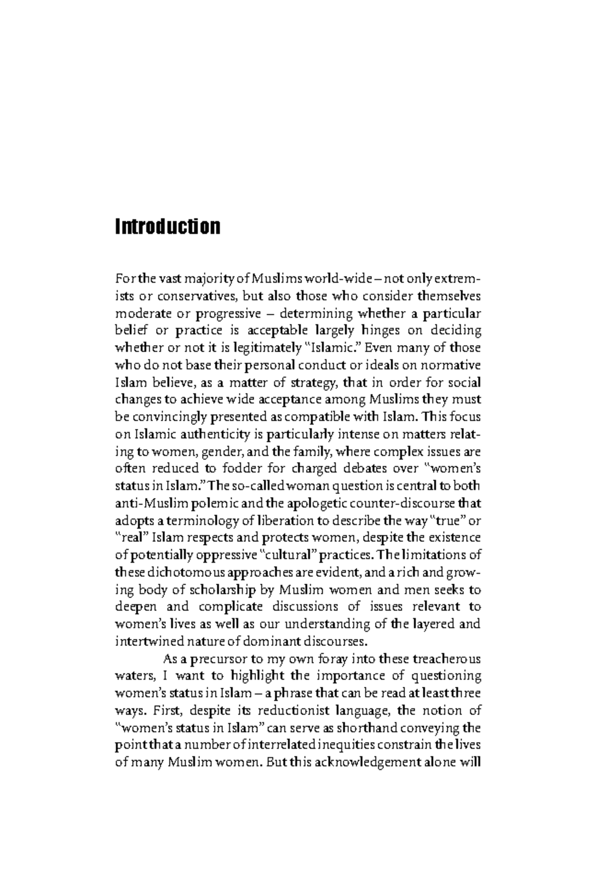 Kecia Ali - reading - Introduction For the vast majority of Muslims ...
