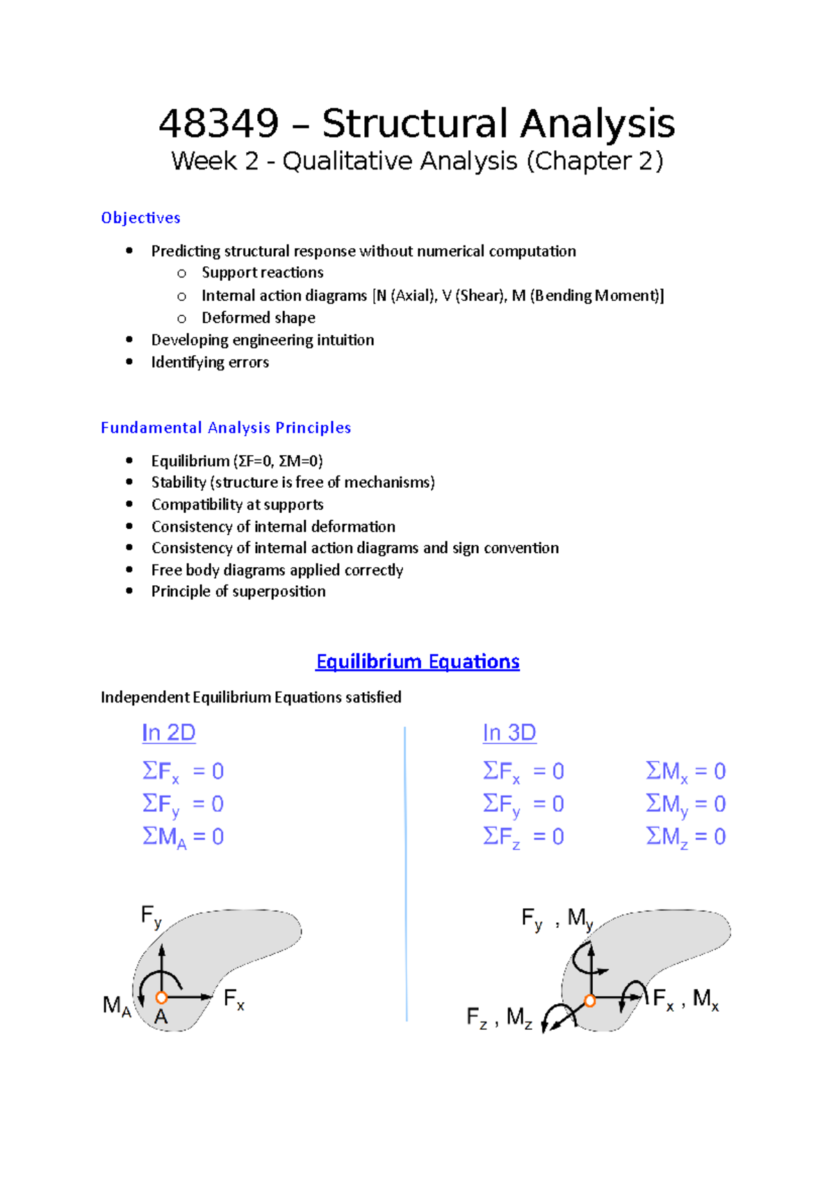 week 2 - Qualitative Analysis Notes - 48349 – Structural Analysis Week ...