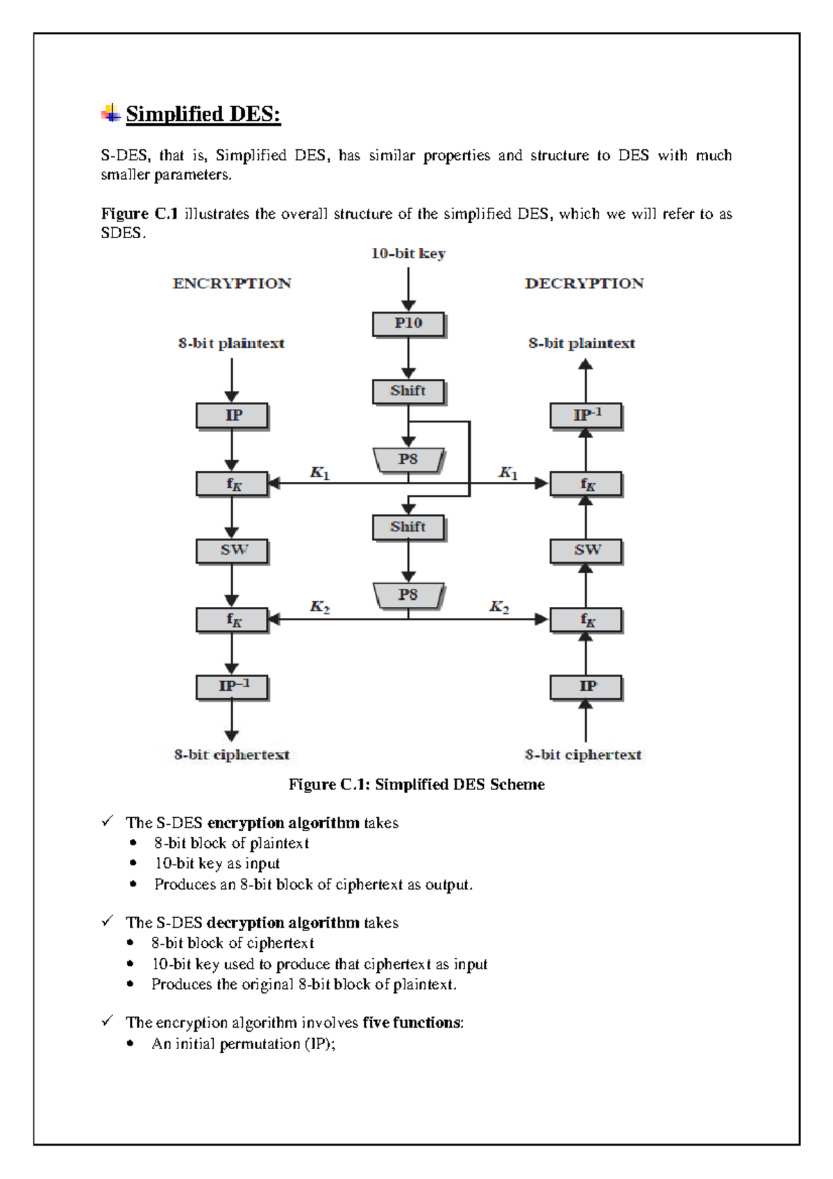 CS409 - CNS module 1 - Simplified DES: S-DES, that is, Simplified DES ...