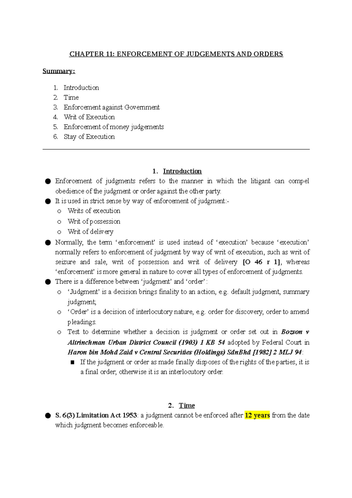 Chapter 11 Enforcement of Judgement and Order - CHAPTER 11: ENFORCEMENT ...