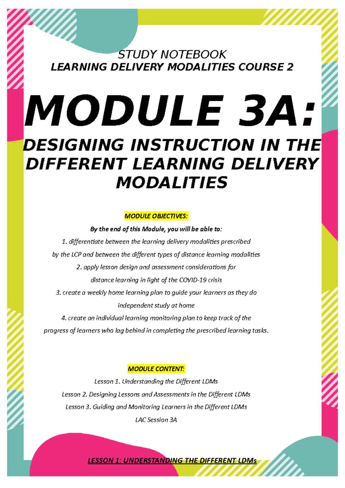Module 3a Study Notebook Ict - Study Notebook Learning Delivery