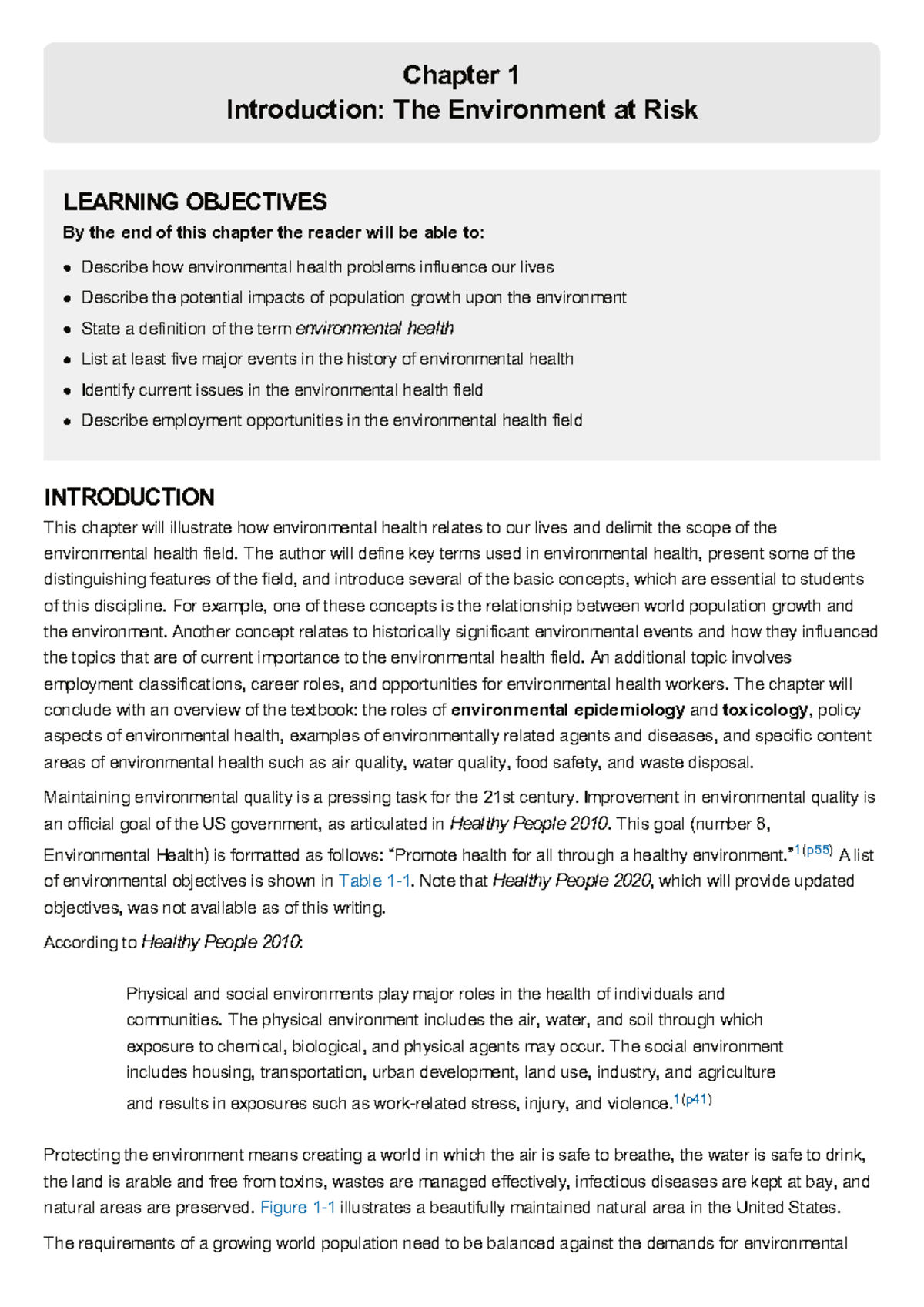 Chapter 1 - notes - Chapter 1 Introduction: The Environment at Risk ...