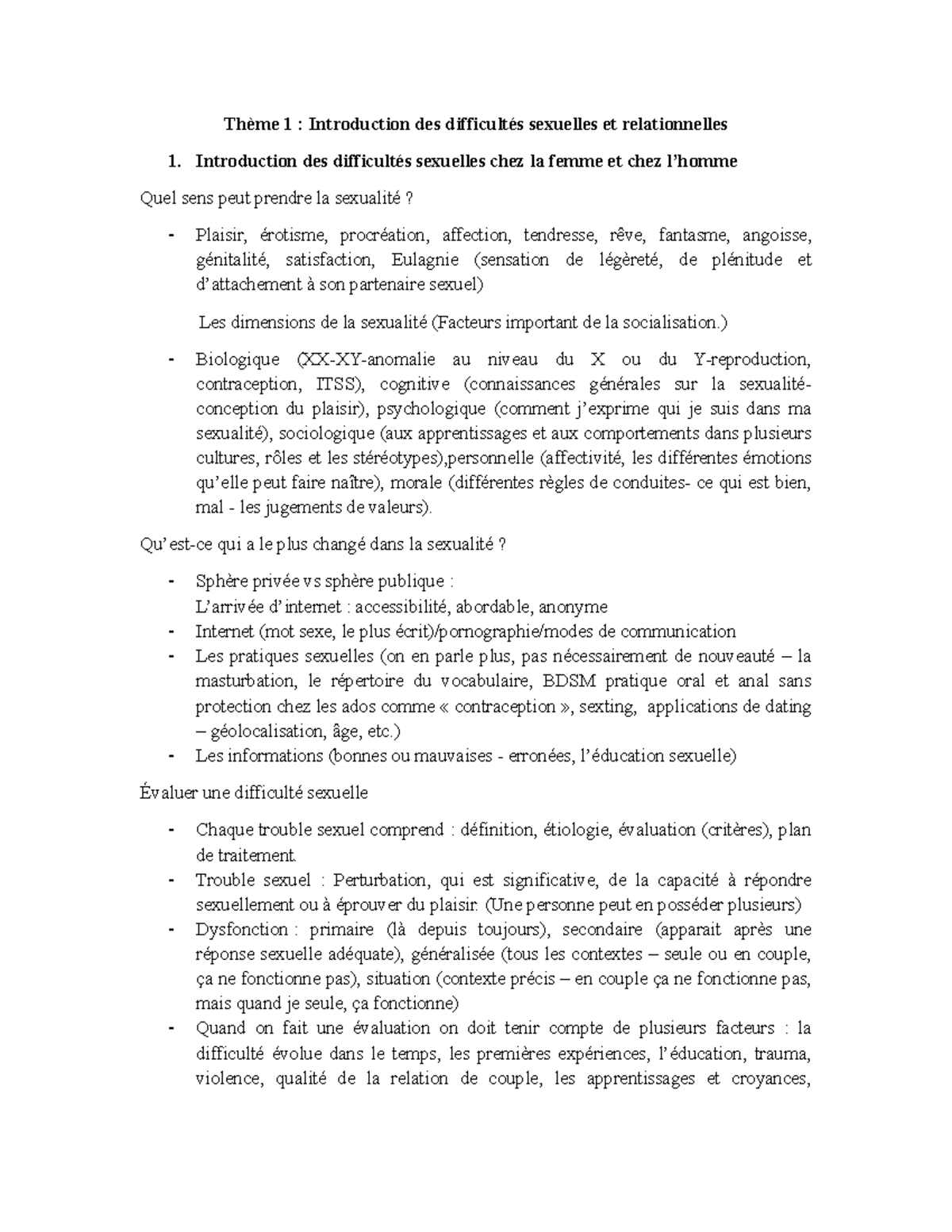 Module 1 - Difficultés sexuelles et relationnelles - Thème 1 ...